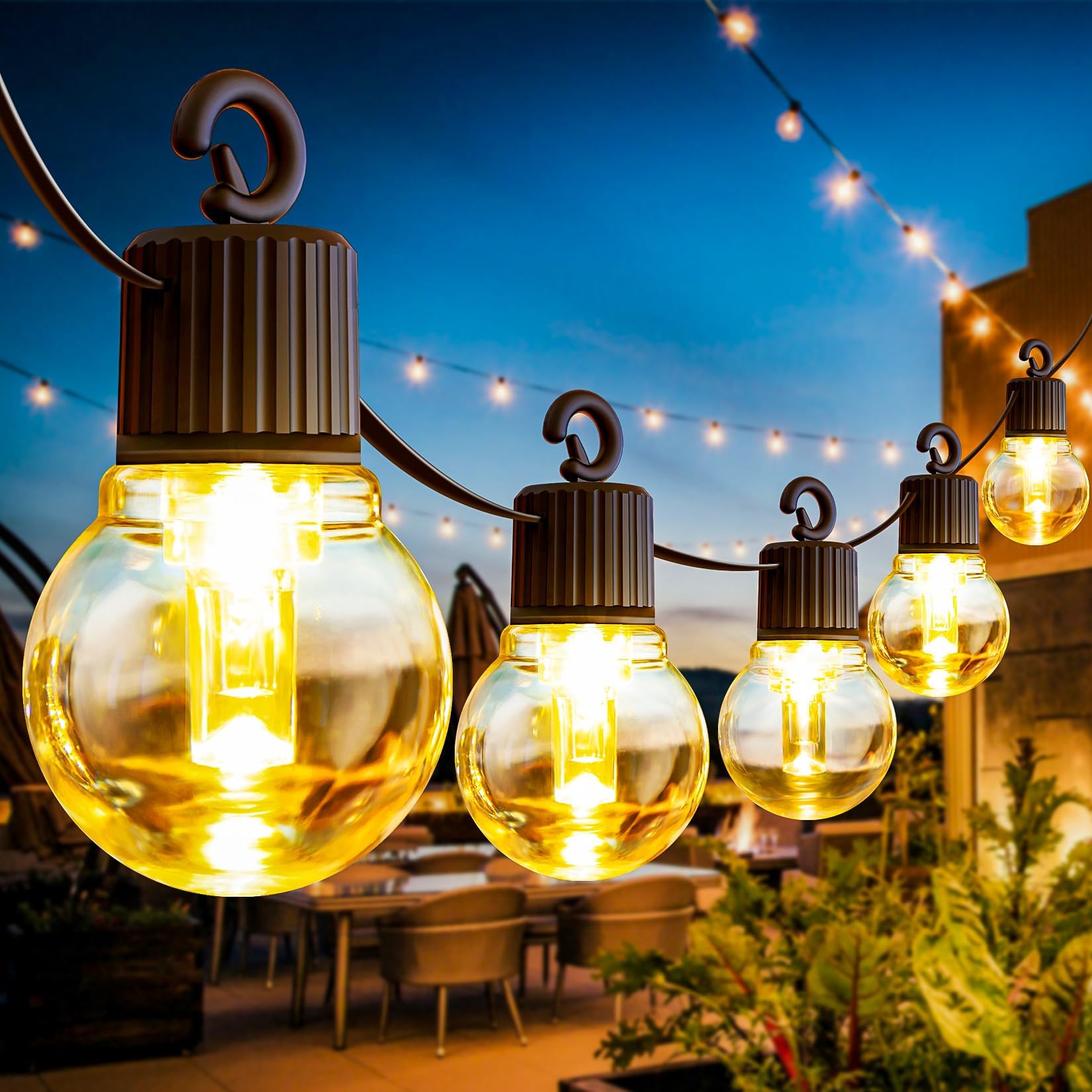 Outdoor Garden String Festoon Lights - 17M / 55.77FT Garden LED Lights ...