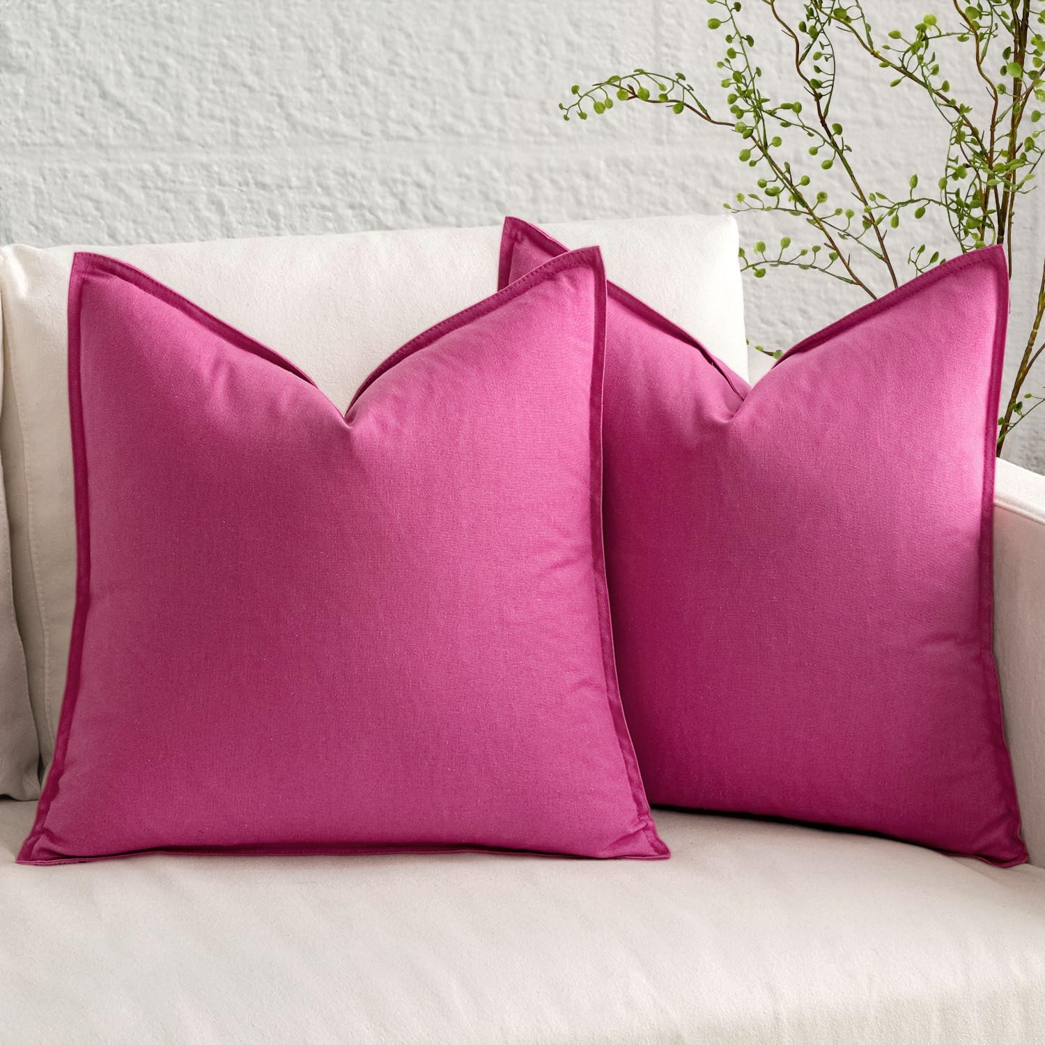 Amazon.com: MIULEE Pack of 2 Hot Pink Pillow Covers 24x24 Inch ...