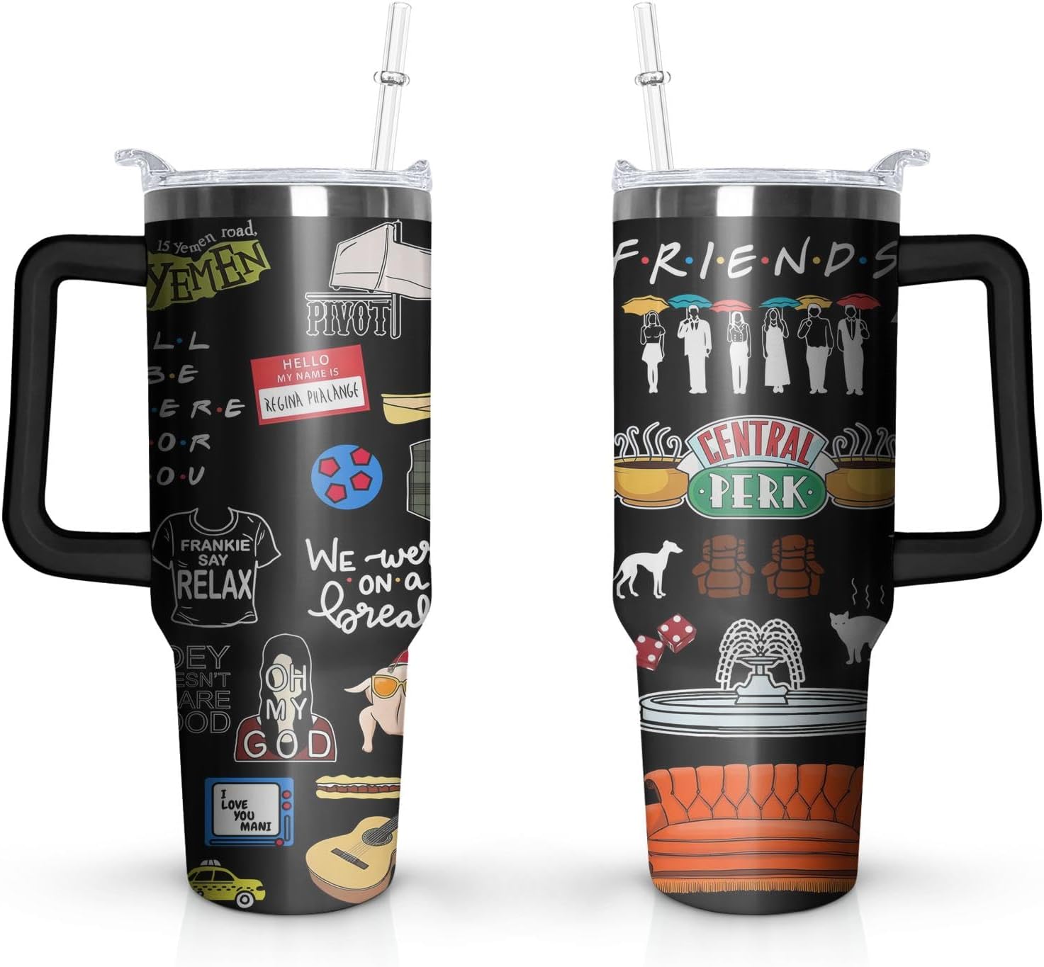 Amazon.com | KarfRi 40oz Friends Tumblers with Lid and Straws, Friends ...