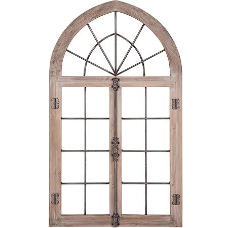 Amazon.com: Distressed Gray Arched Cathedral Window Frame Wall Décor ...