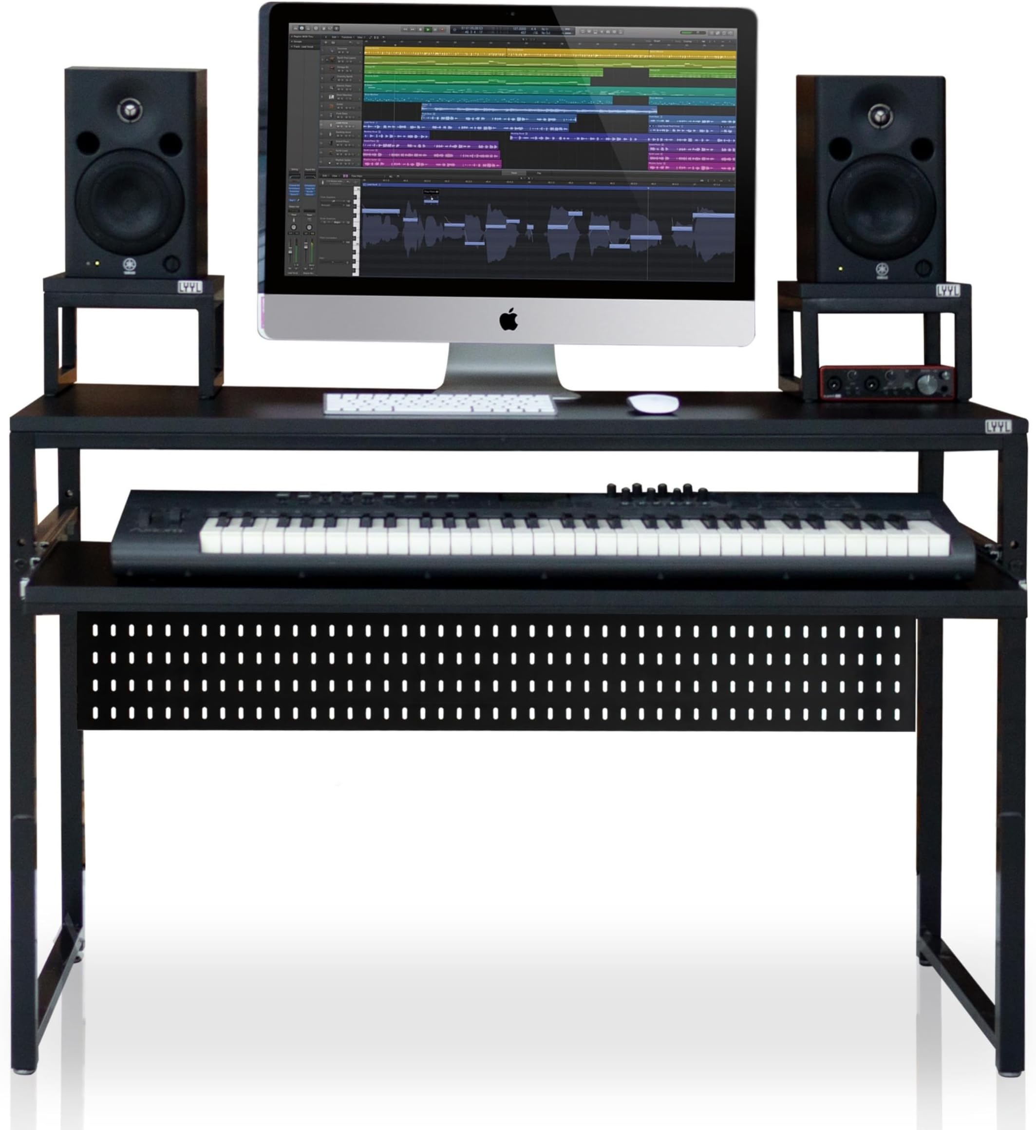Amazon.com: LYYL Music Studio Desk with Keyboard Tray, for Full 88 Keys ...
