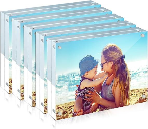 Amazon.com - HELPLEX 5 Pack 4x6 Acrylic Picture Frames, 20mm Thicker ...