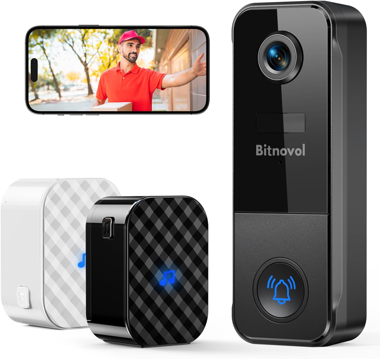 bitnovol 2K Doorbell Camera Wireless(2 Chimes Included) - Smart Video ...