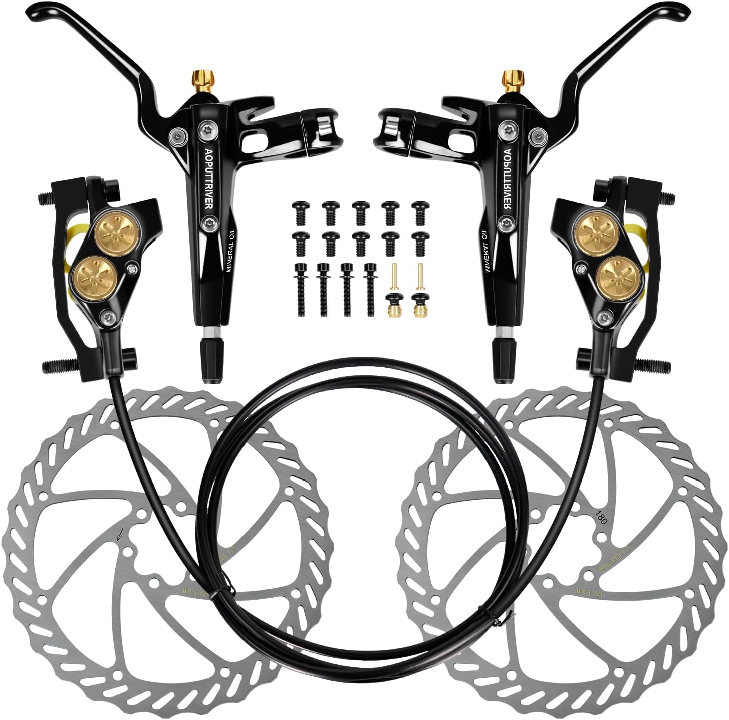 Amazon.com: AOPUTTRIVER Upgraded 4 Pistons E-Bike Hydraulic Disc Brake ...