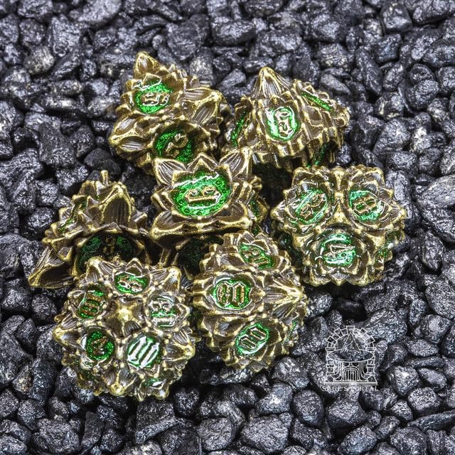 Amazon.com: Sage's Portal Deadly Lotus Metal DND Dice 7 Piece ...