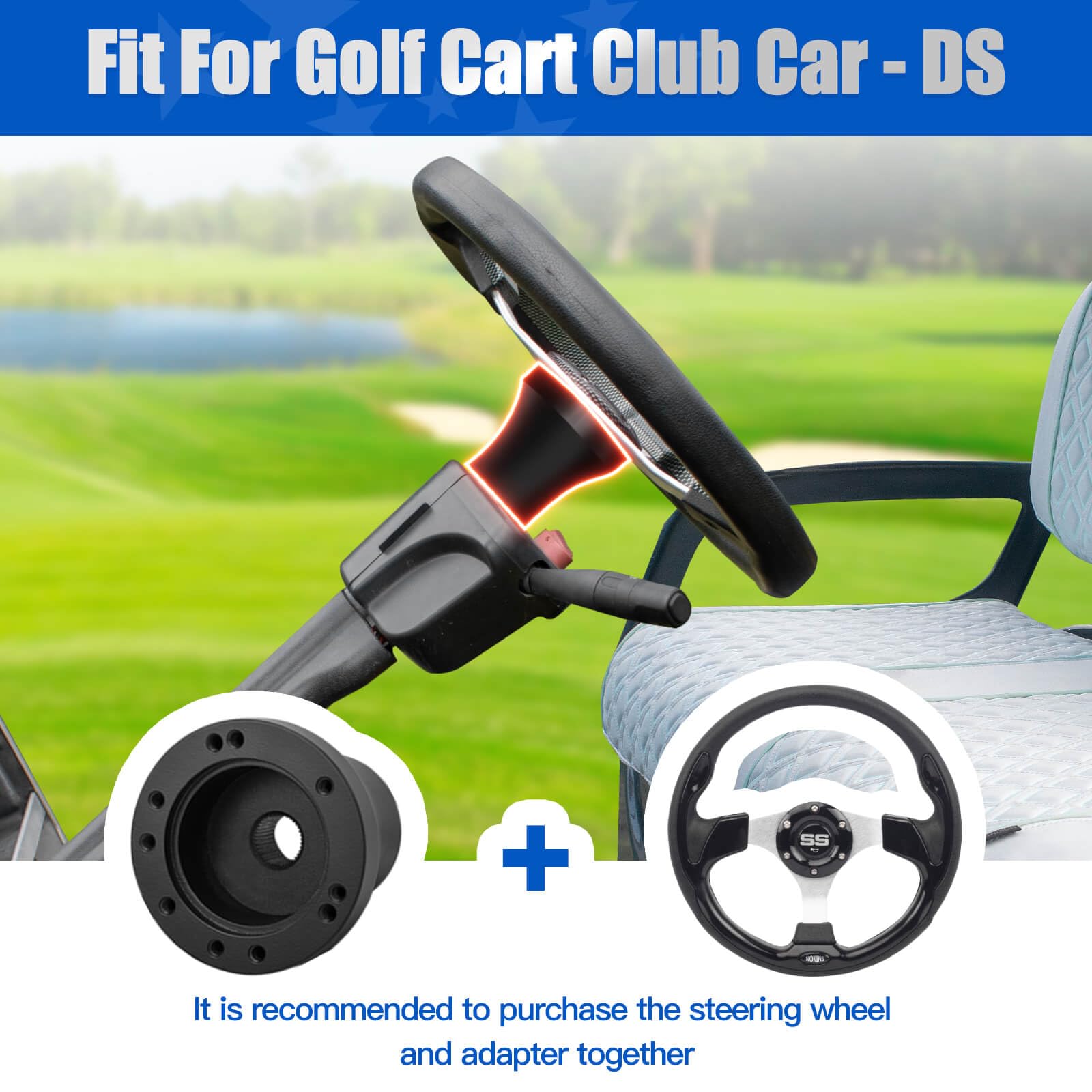 Snapklik.com : NOKINS Club Car Golf Cart Steering Wheel Adapter, Golf ...