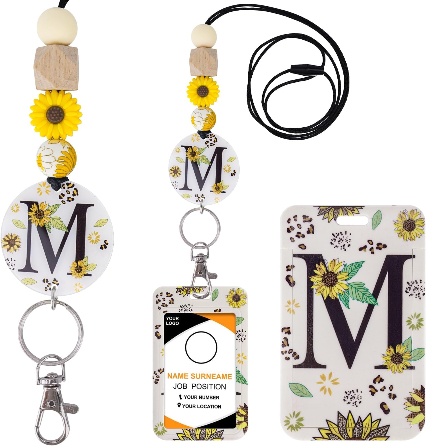 Amazon.com : Personalized Sunflower Lanyards for ID Badges - Flower ...