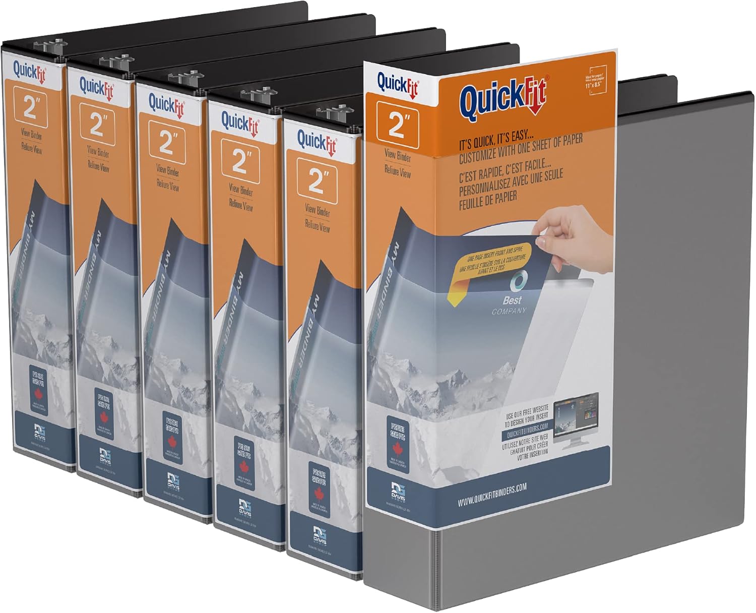 QuickFit View Binder, 2 Inch, Angle D Ring, Black, 6 Pack (87031-06 ...