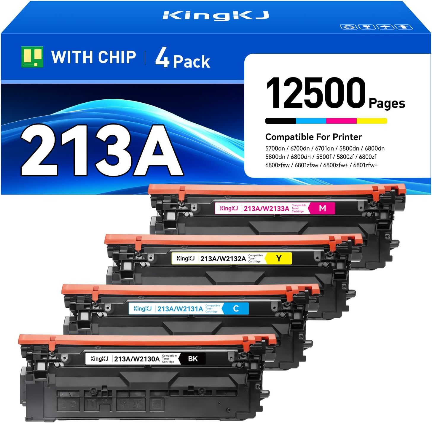 Amazon.com: 213A Toner Cartridge 4-Pack Set with Chip Replacement for ...