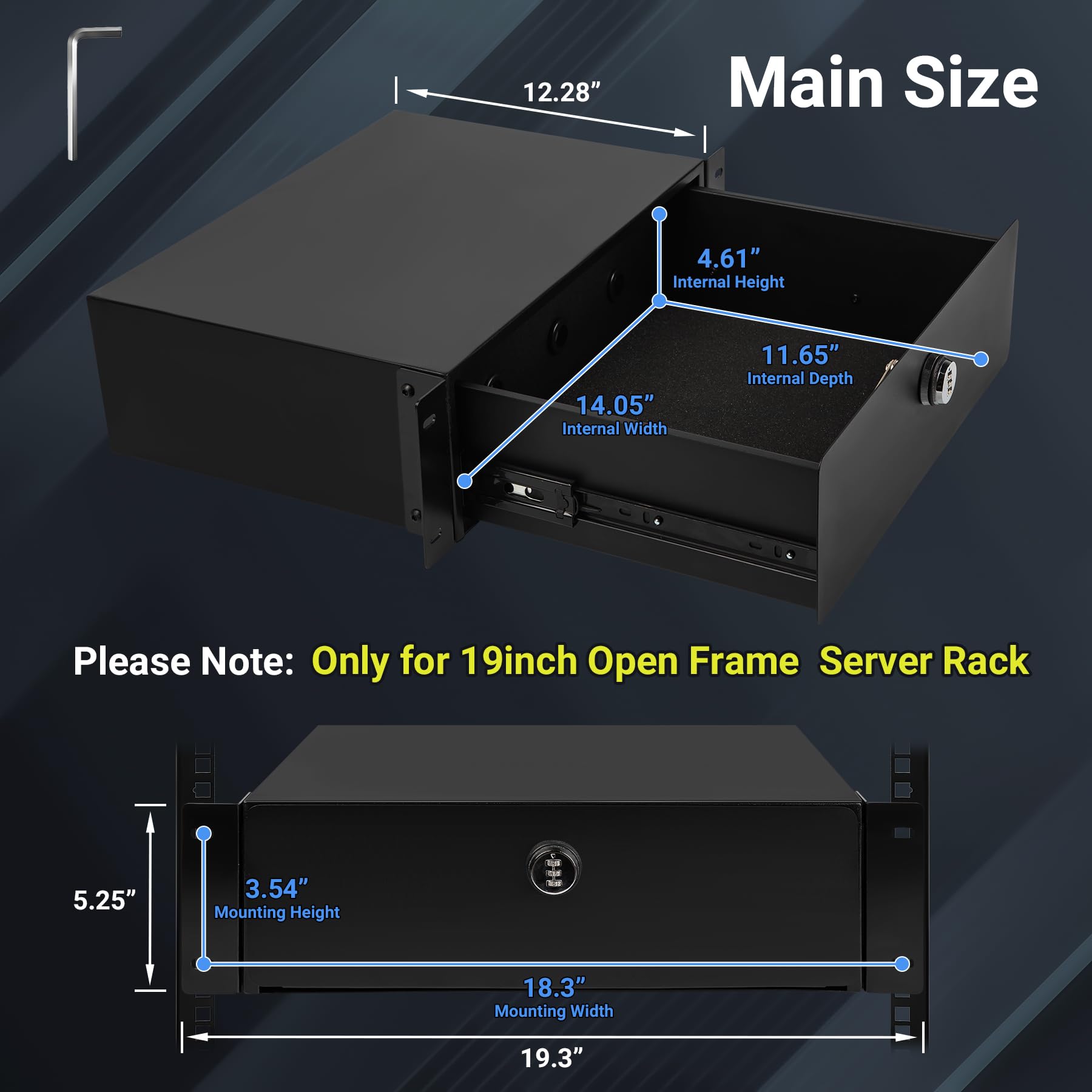 Snapklik.com : 3U Rack Mount Drawer, Server Rack Drawer w/Combination ...