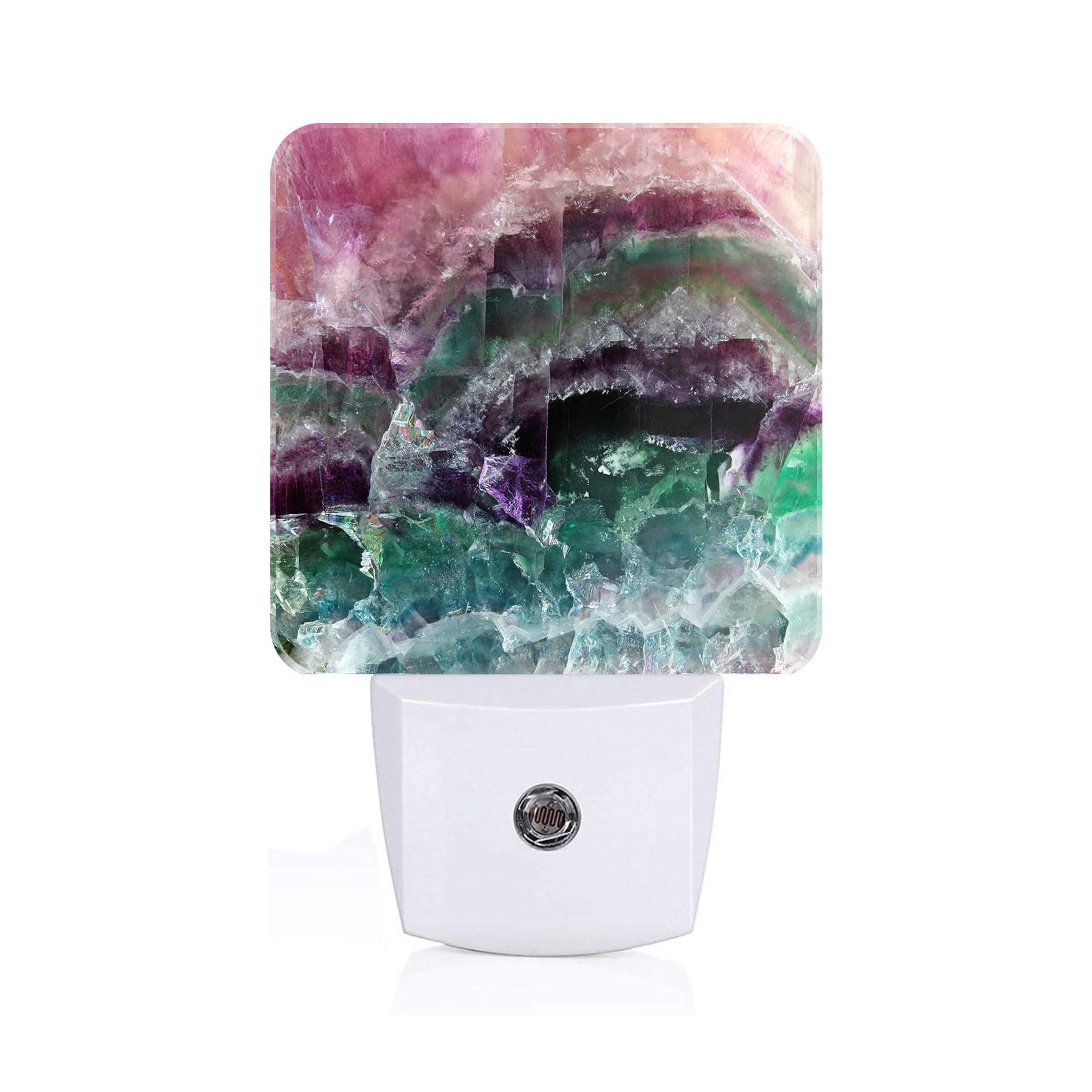 FSHVQKD Colorful Fluorite Crystal Stone Night Light,Plug Into Wall ...