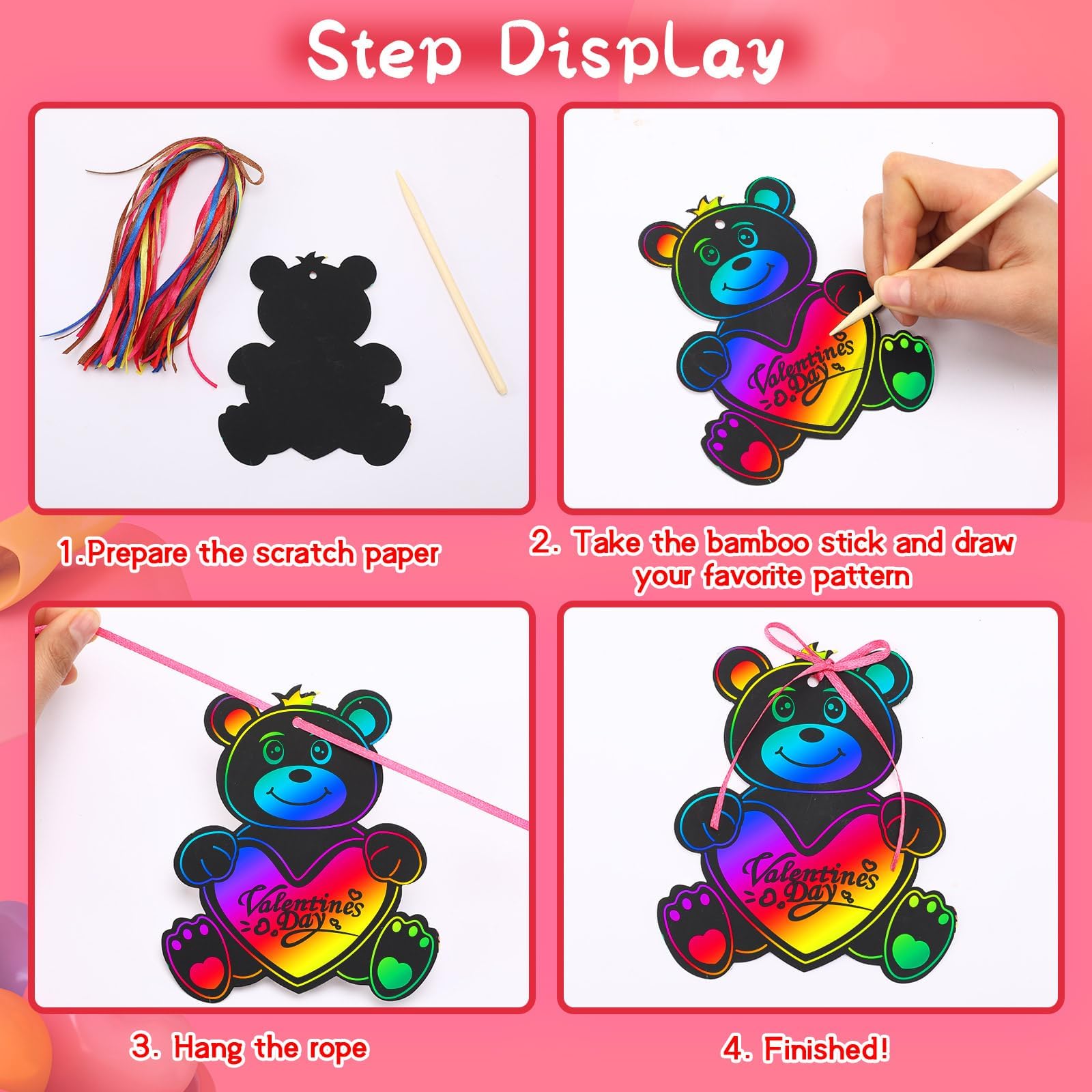 Snapklik.com : Valentine Crafts For Kids, 36 Pack Heart Shape Scratch ...