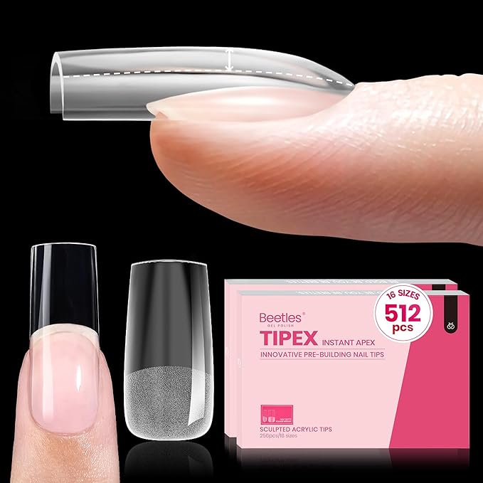 Amazon.com: Beetles Tipex Instant Apex Nail Tips, 512Pcs Square Medium ...