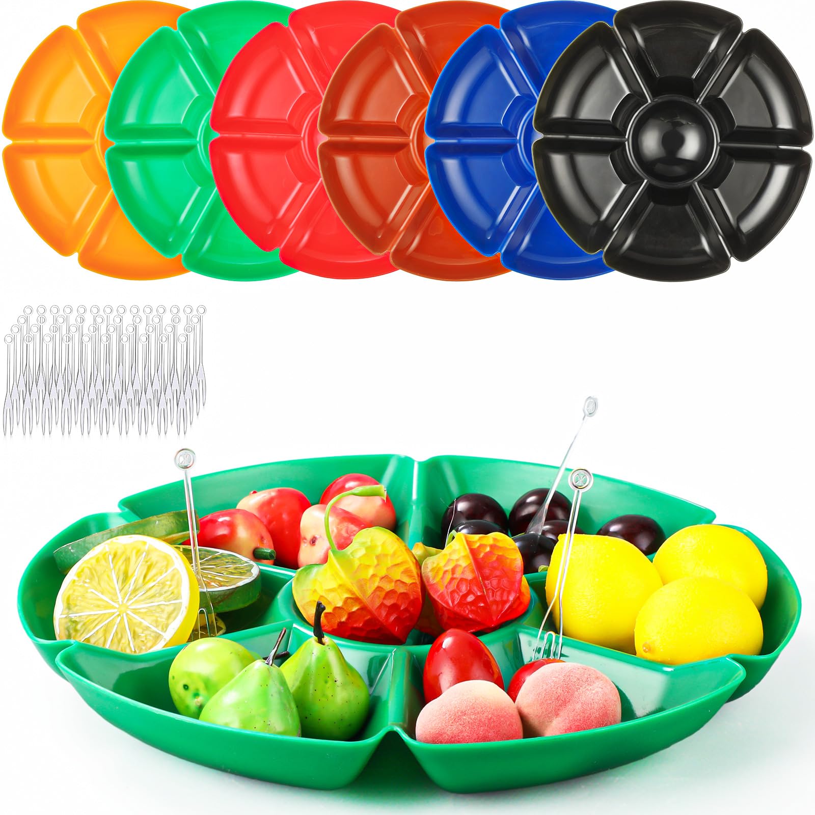 Amazon.com | Zhehao 6 Pcs Plastic Divided Serving Trays with 60 Pcs ...