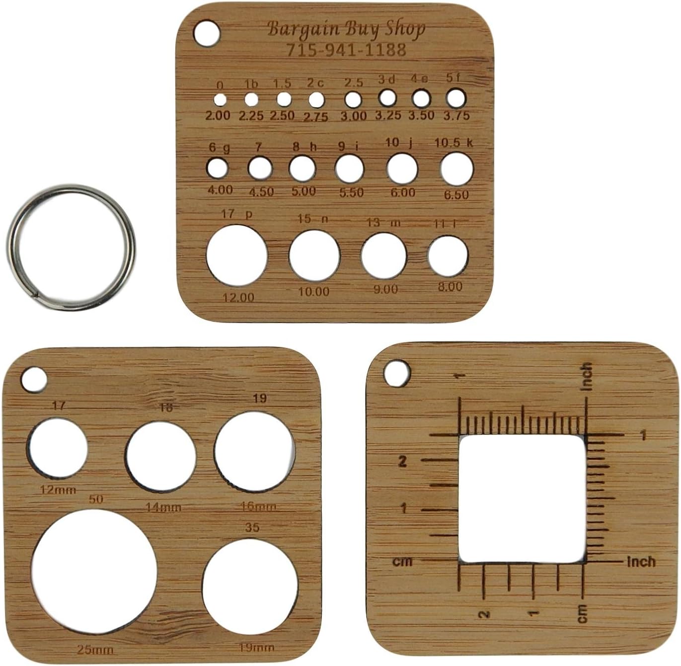 Bamboo Knitting Needle Gauge and Ruler or Stitch Counter in US and ...