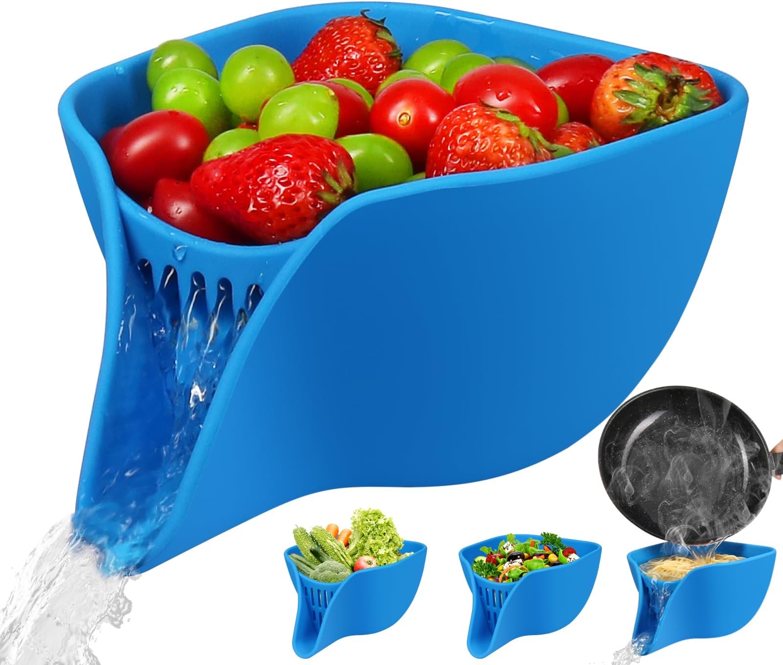 Amazon.com: SAINT NIEVE 2 Pcs Pasta Strainer for Kitchen, Food Drain ...