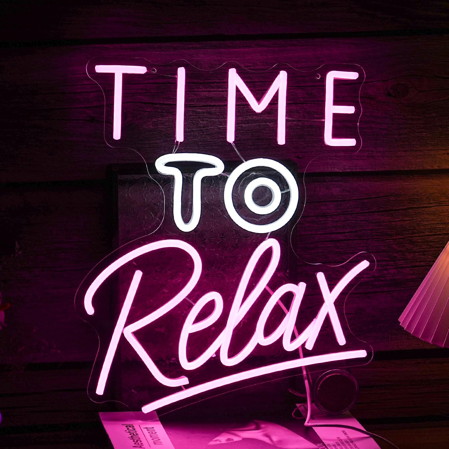 Amazon.com : Time To Relax Neon Sign Pink White Led Sign Neon Lights ...