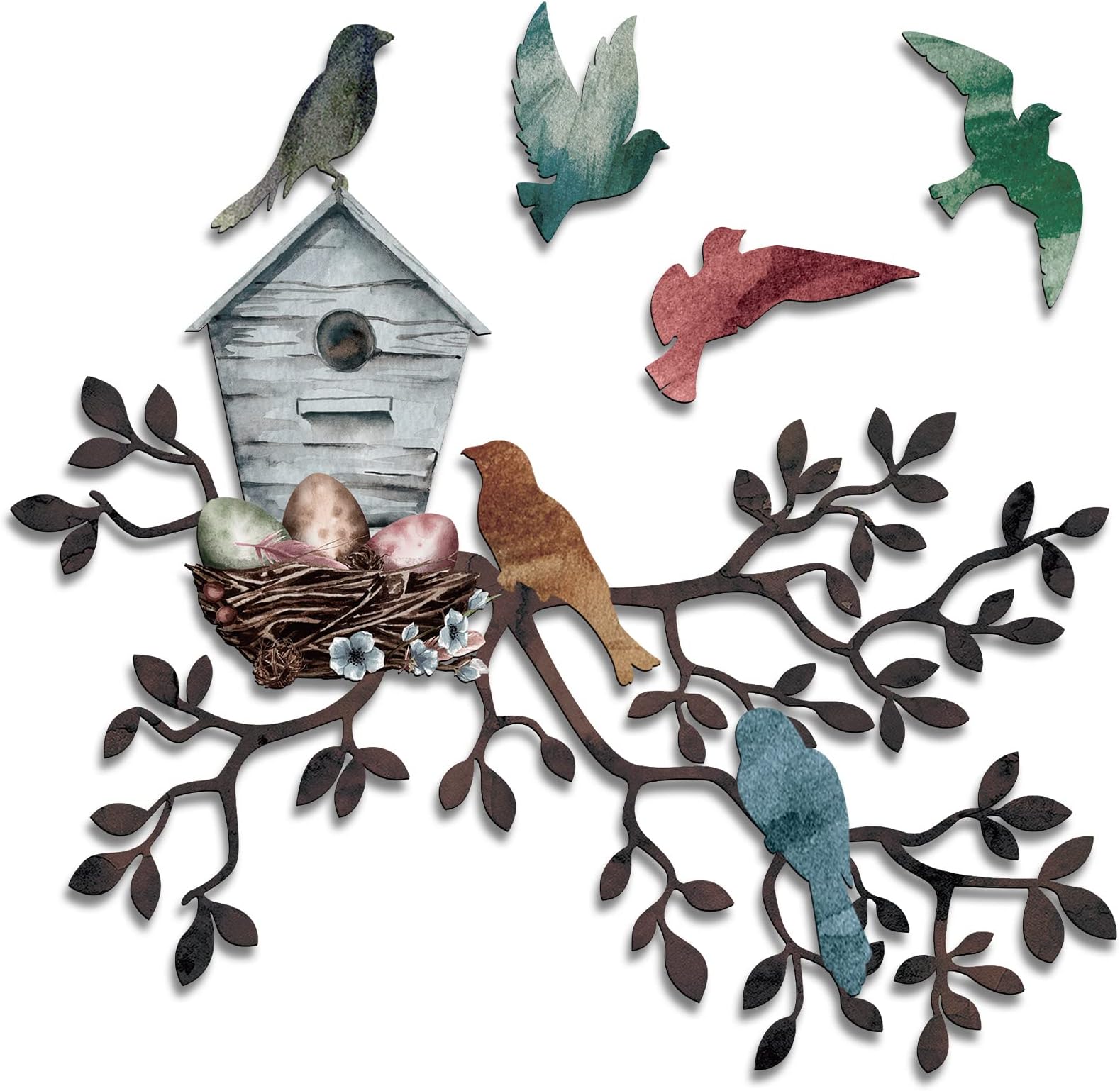 Amazon.com : Tatuo Metal Bird Wall Art Birds on The Branch Wall Decor ...