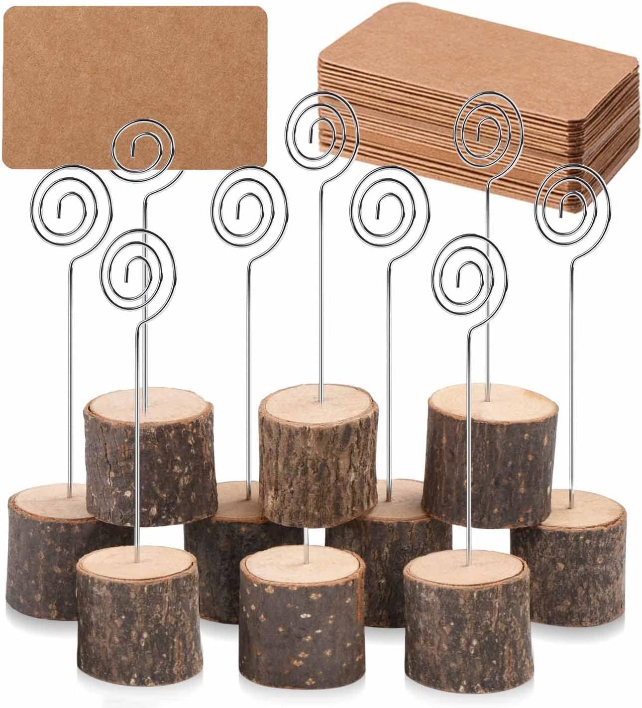 Amazon.com: 30 Pcs Rustic Wood Place Card Holders with Swirl Wire ...