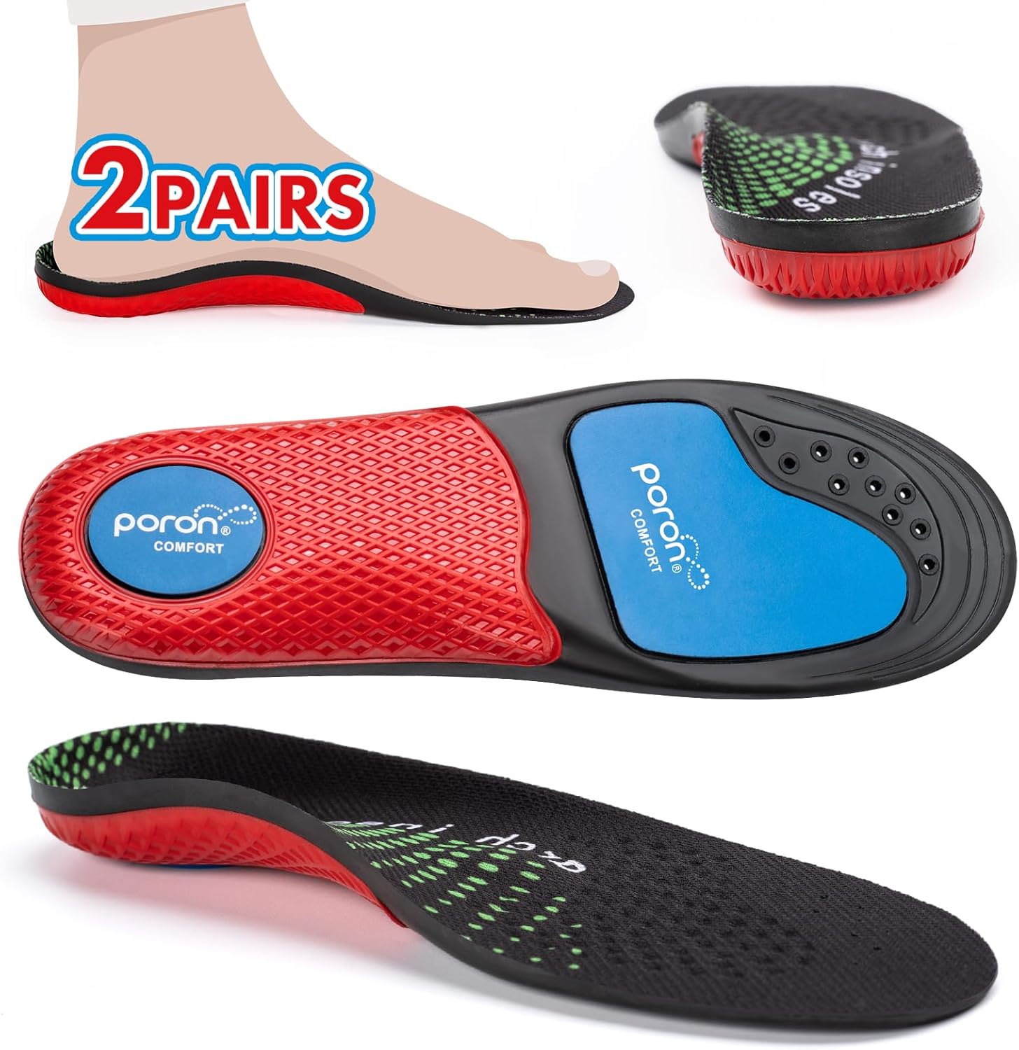 Amazon.com: 2 Pairs [4 Pcs] Plantar Fasciitis Relief Shoes Insoles High ...