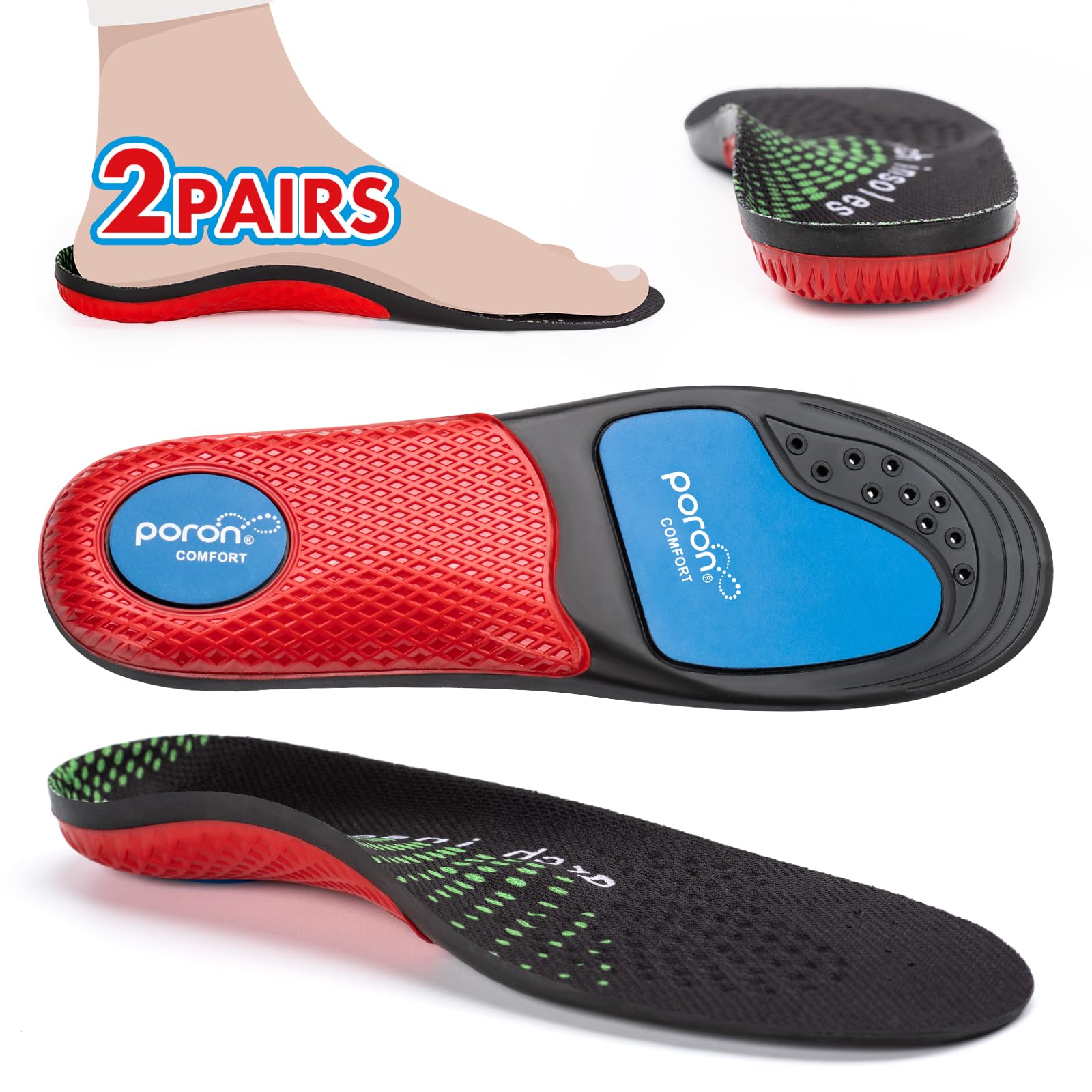 Amazon.com: 2 Pairs [4 Pcs] Plantar Fasciitis Relief Shoes Insoles High ...
