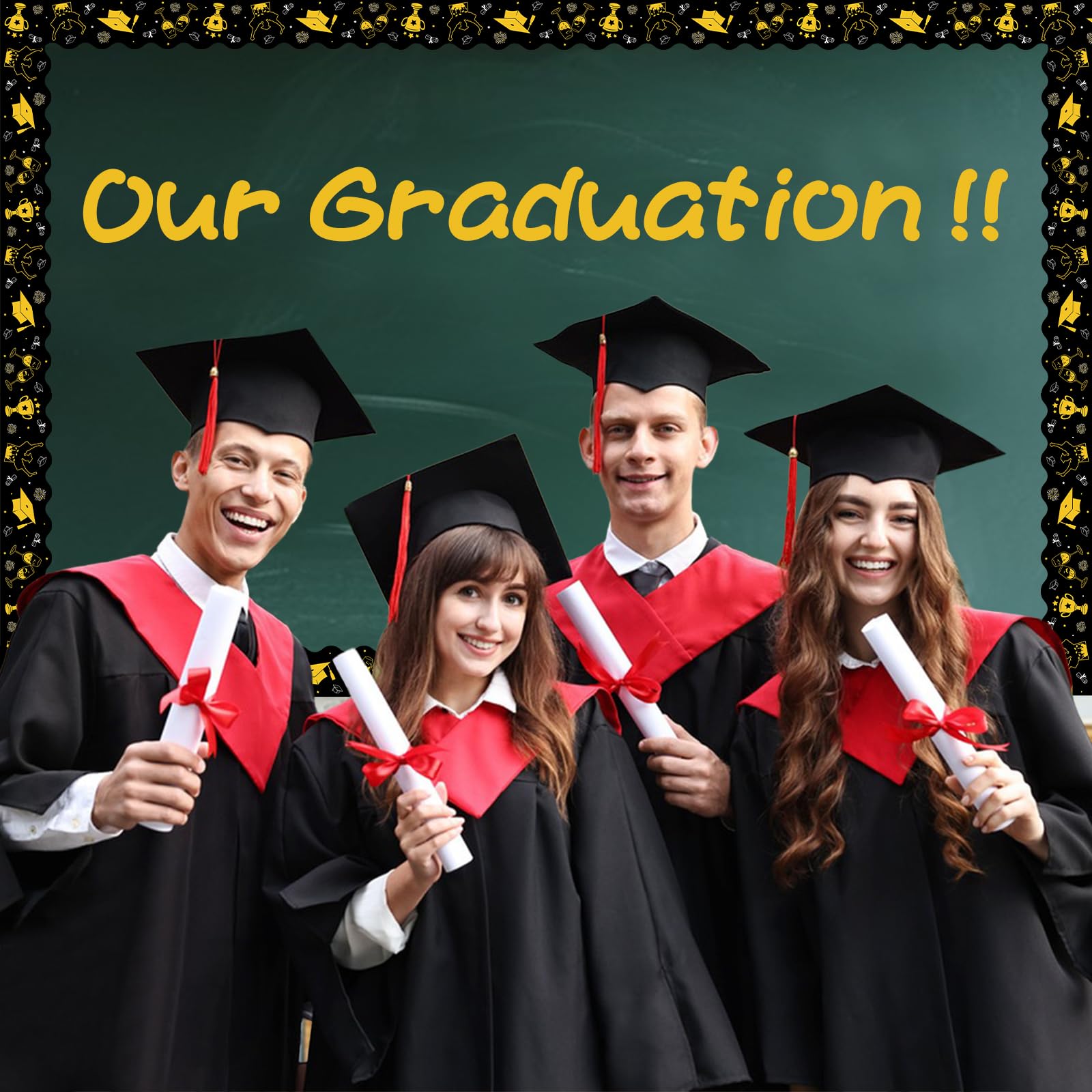 Snapklik.com : 32.8 Feet Graduation Bulletin Board Border, Black Gold ...