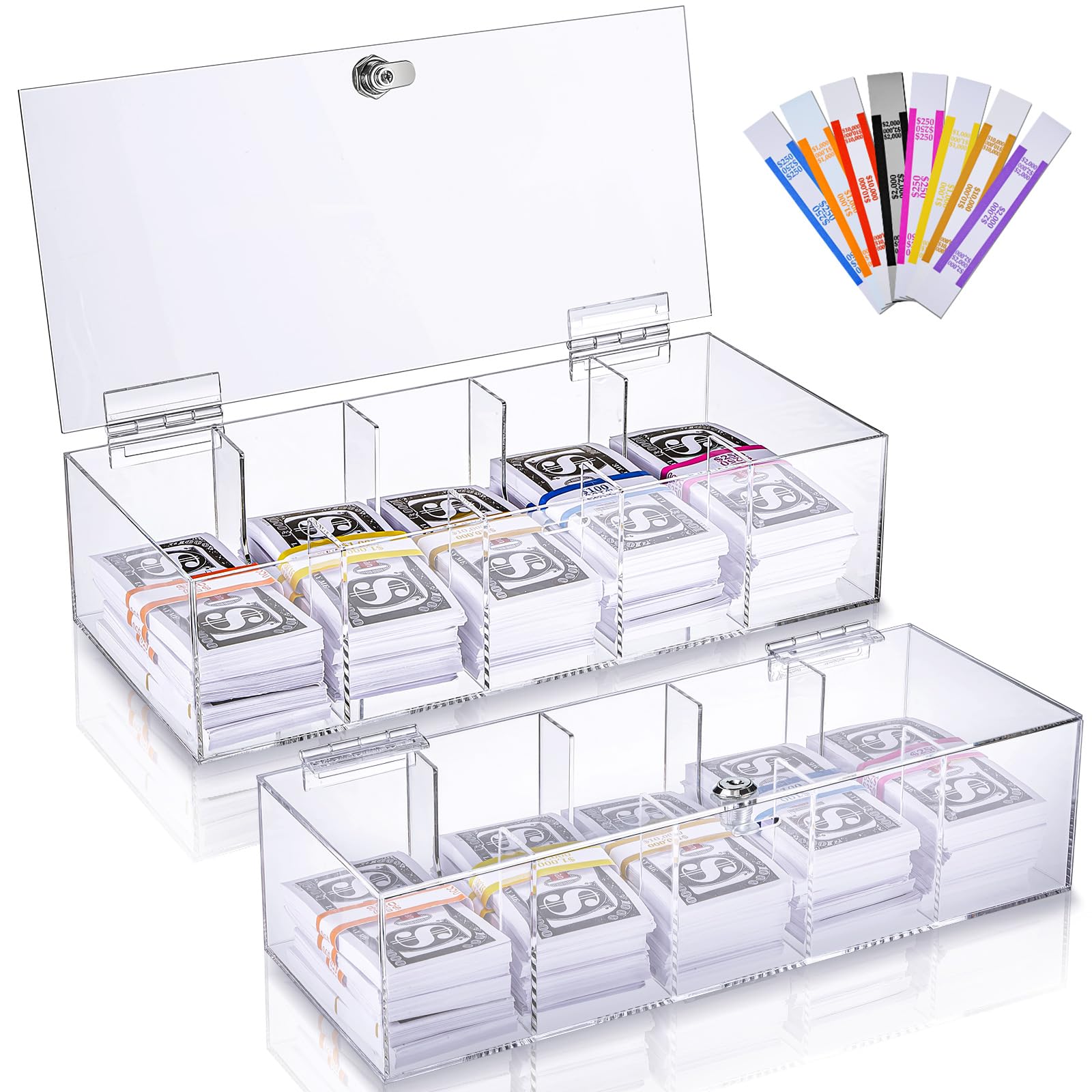 Amazon.com: Thyle 2 Pcs Acrylic Money Cash Tray with 600 Currency ...