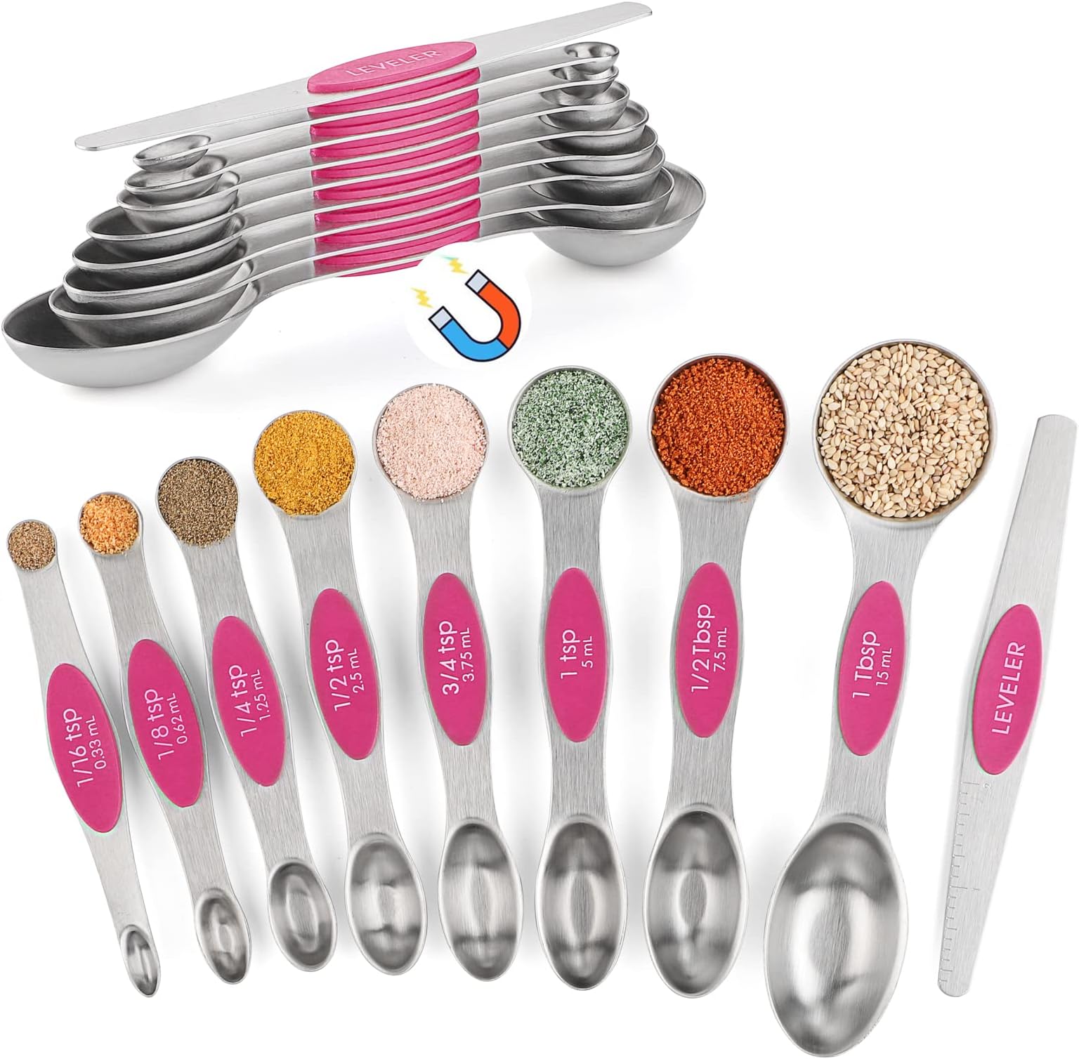 Amazon.com: Magnetic Measuring Spoons Set - Stainless Steel Stackable ...