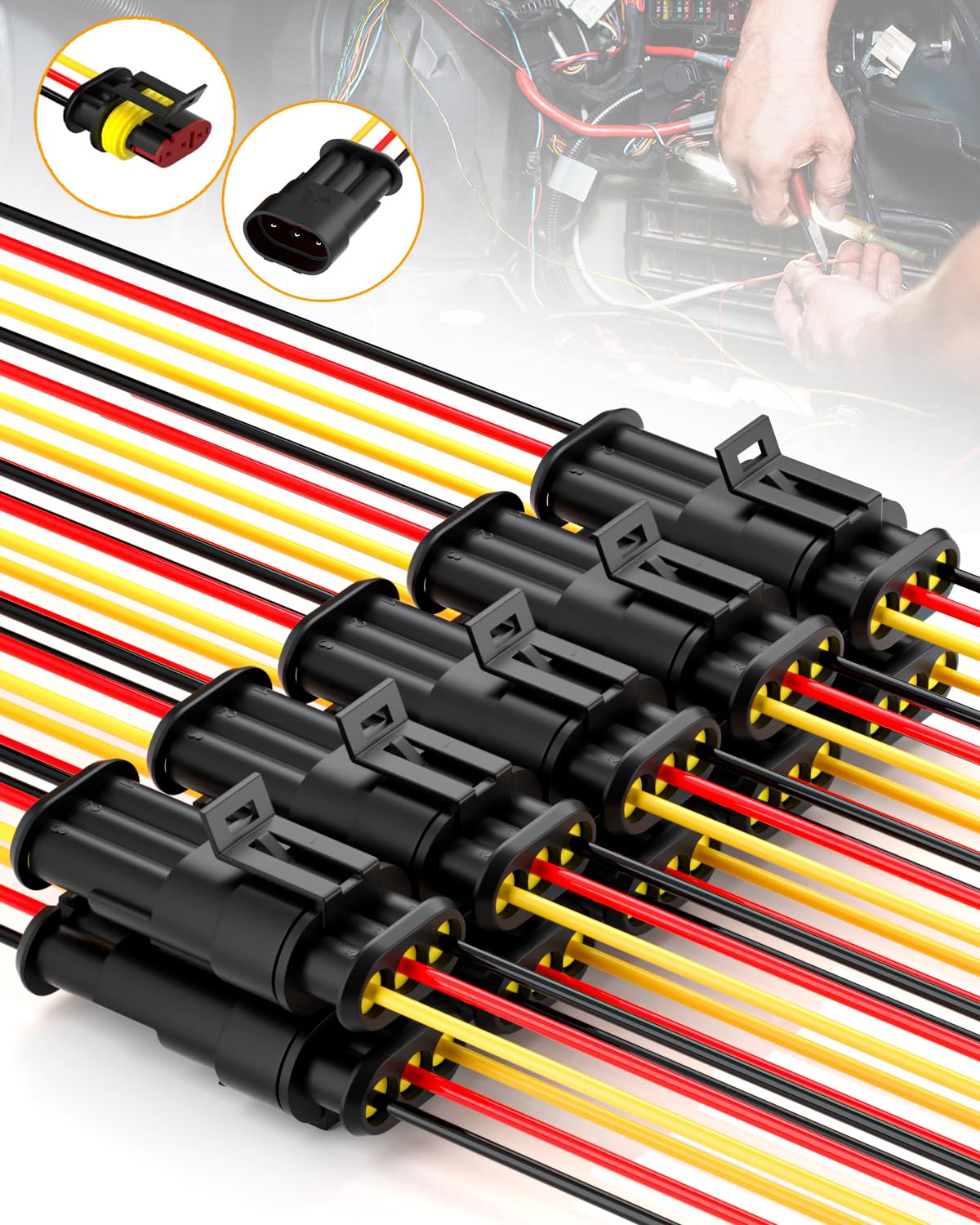 Amazon.com: BJZ BJZ 3 Pin Car Connectors Waterproof 22AWG Automotive ...