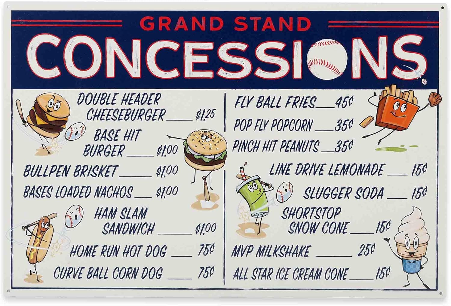 Amazon.com: Open Road Brands Grand Stand Baseball Concessions Menu ...
