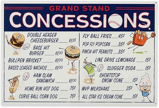 Amazon.com: Open Road Brands Grand Stand Baseball Concessions Menu ...