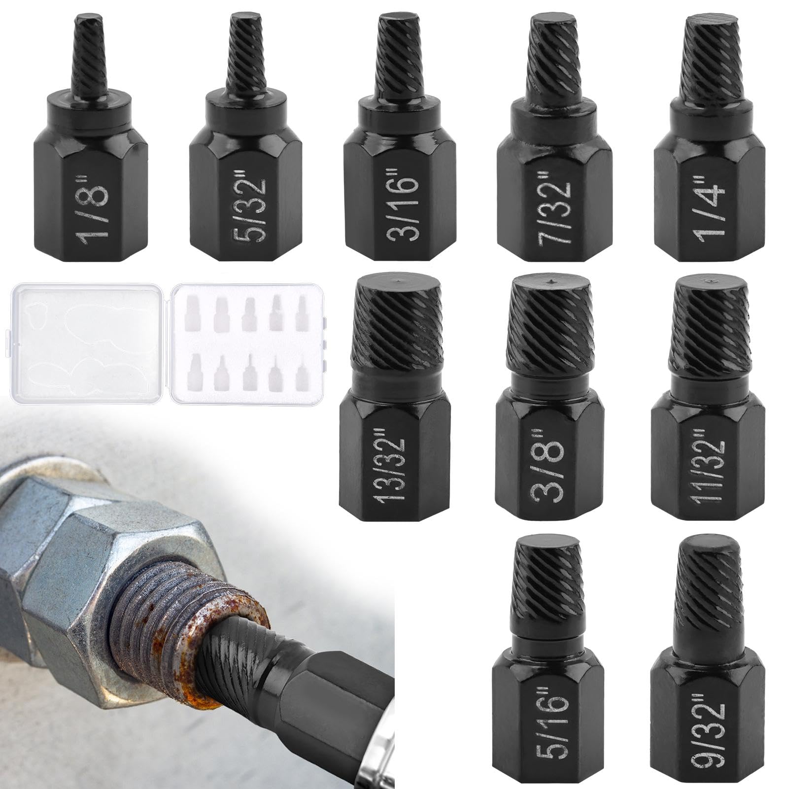 10PCS Screw Extractor Set, Professional Extractor Set Hex Head Easy Out ...