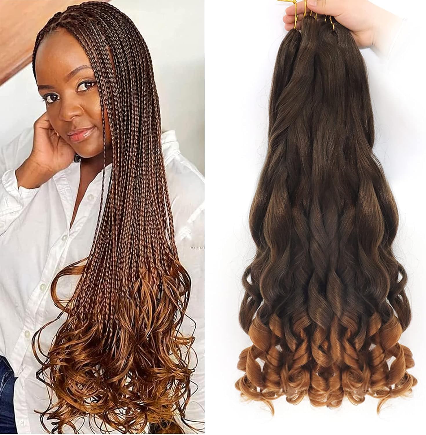French Curly Braiding Hair for Box Braids 6 Packs 16 Inch Deep Wave ...