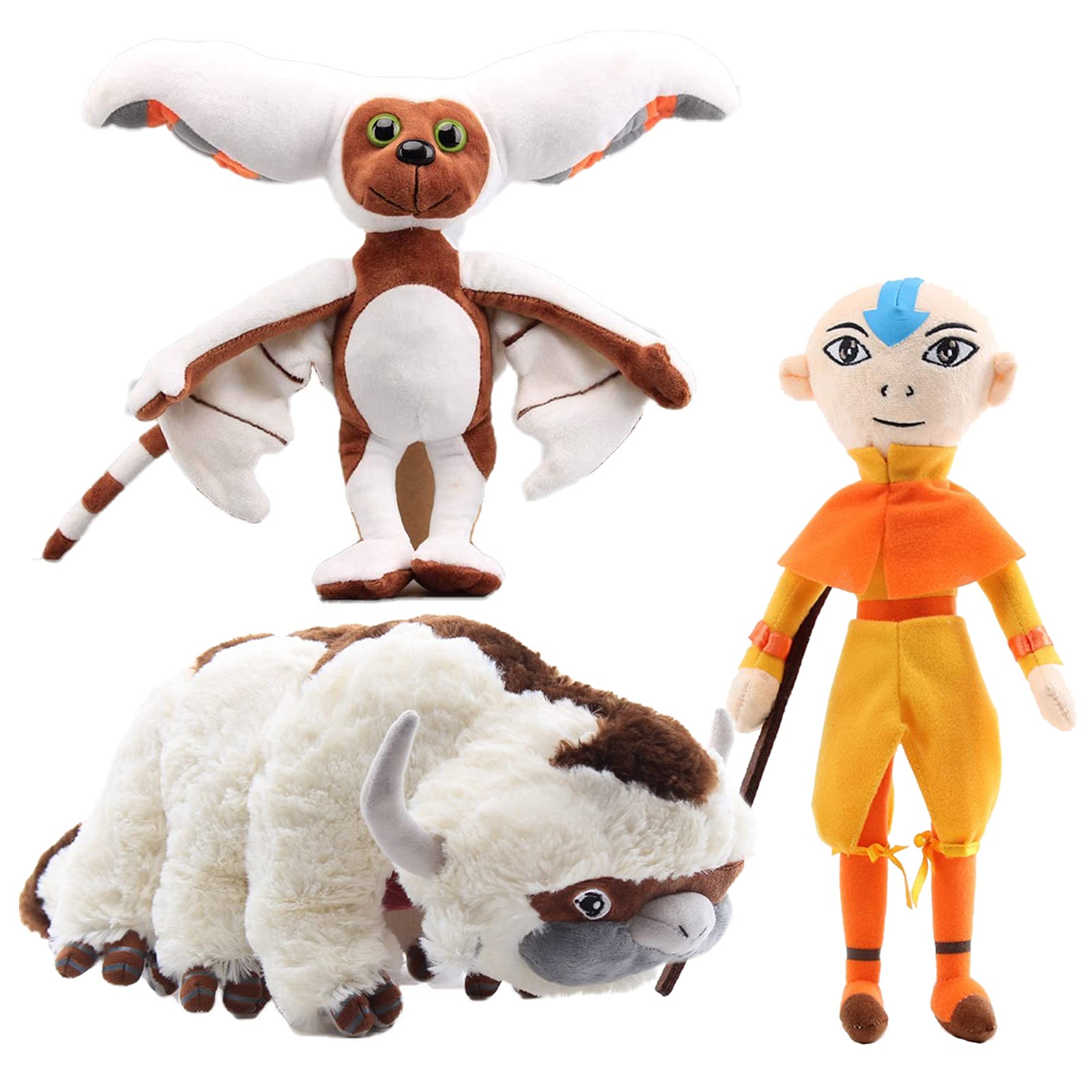 Buy WZH Airbender Plush, 2pc/3pc Appa and Momo Plush Set, Aang Plushie ...