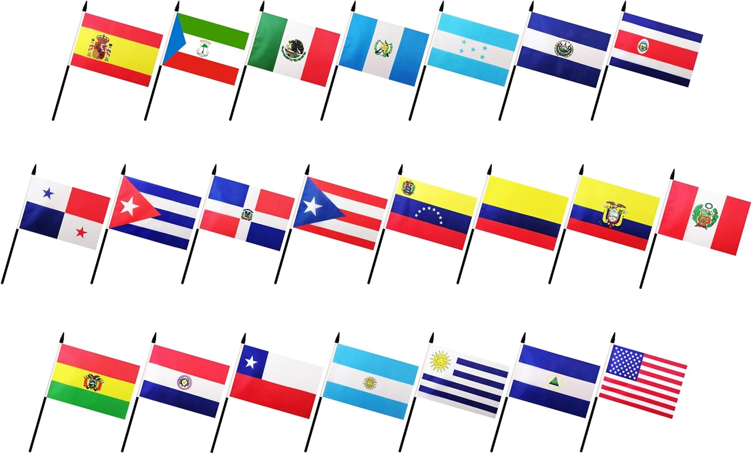 Amazon.com : Krmkot Small Mini Latin America Stick Flags,Hand Held ...