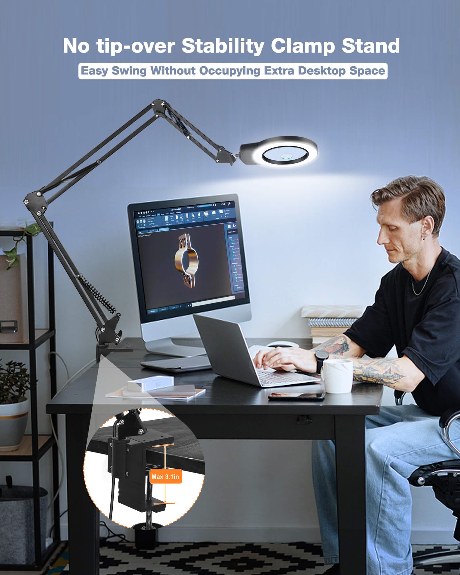 Mount Desk Workbench Magnifying Lights 20X Desktop WorkTool Lab