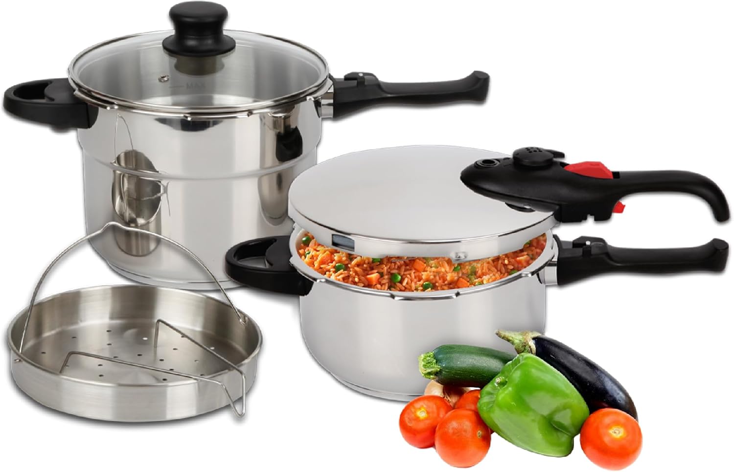 Amazon.com: Bogner - Stainless Steel Pressure Cooker. 4 Safety Security ...