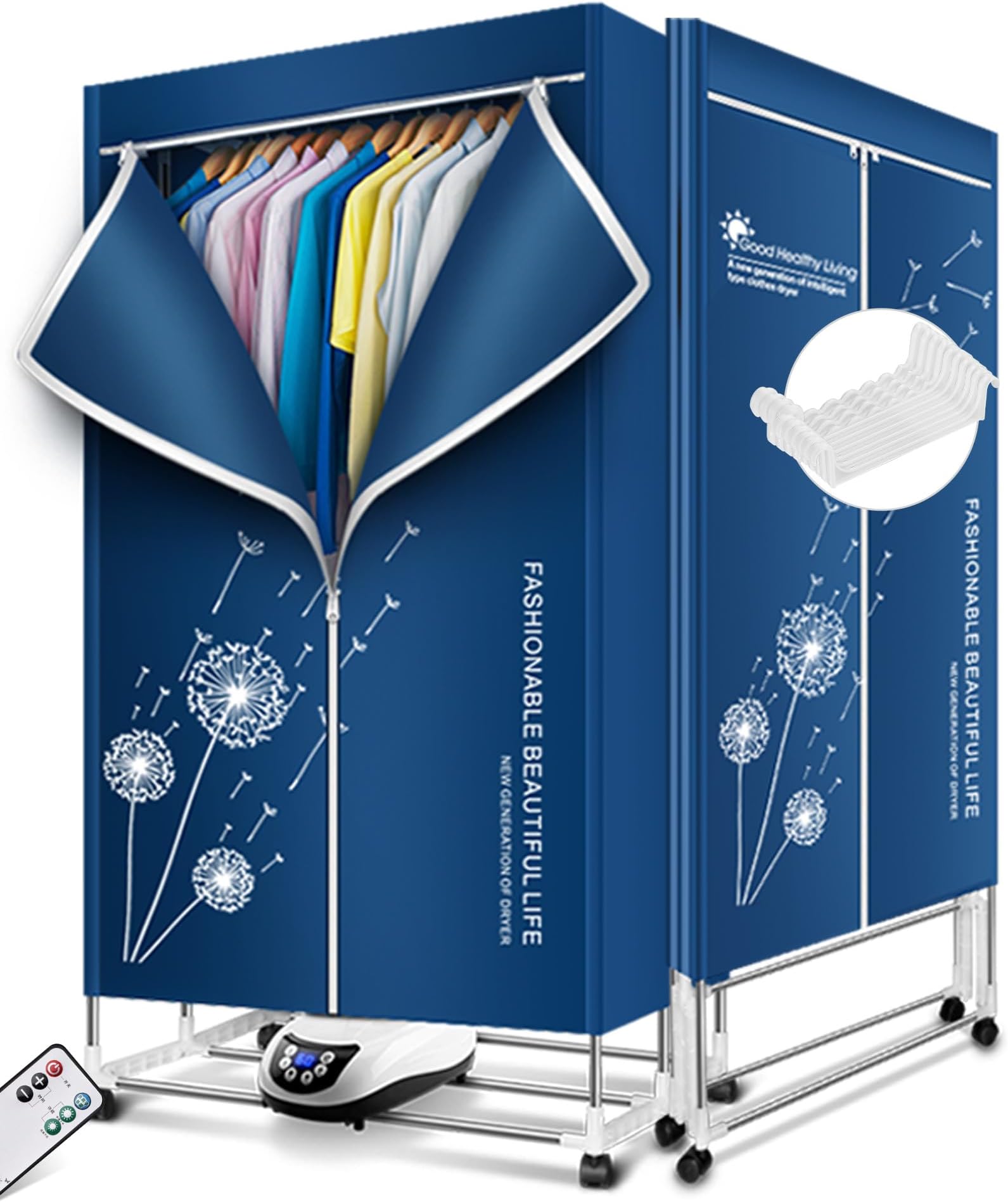YORKING 1500W Heated Clothes Airer with Cover, 2-Tier Stainless Steel ...