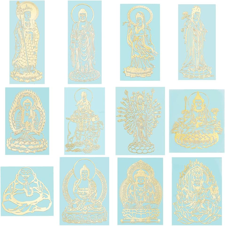 Amazon.com: OLYCRAFT 12 Styles Buddhist Theme Alloy Stickers Buddha ...