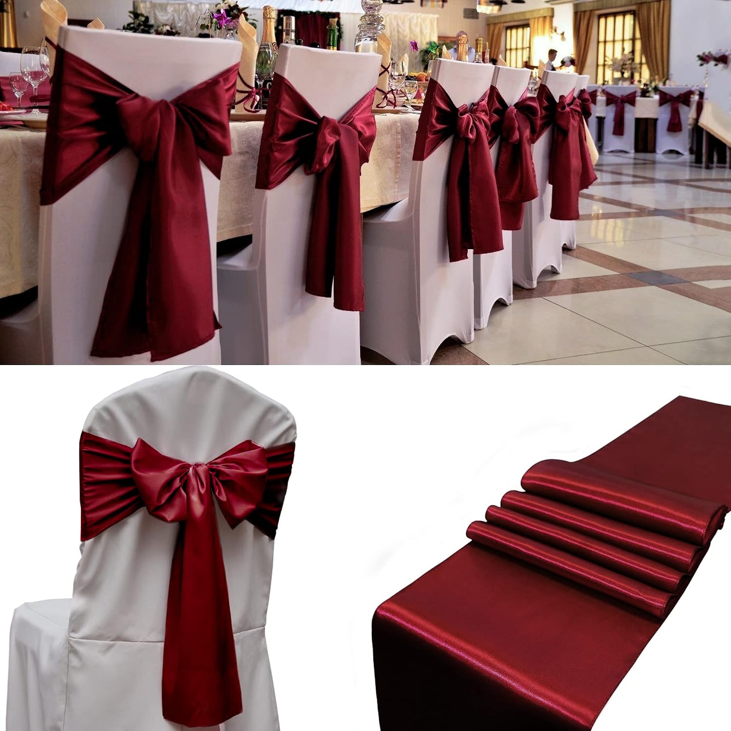 Amazon.com: SATULGAU Satin Chair Sashes Bows Decorative Universal Chair ...