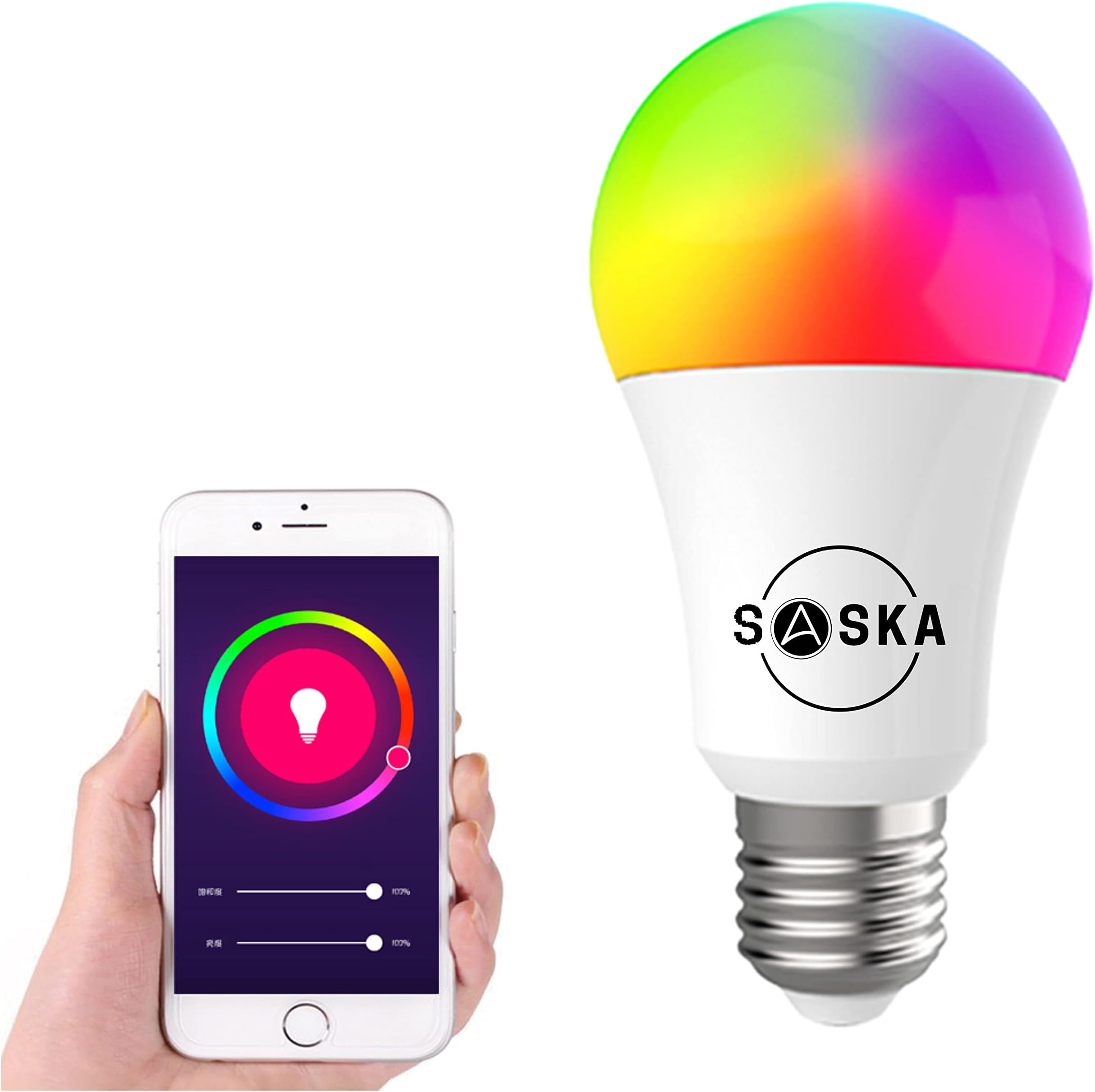 UanTii 15W E27 LED RGB WiFi Lamp RGBCW 100-240V Smart Home Dimmable ...