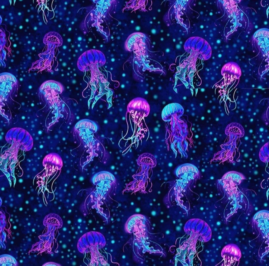 Amazon.com: Timeless Treasures Electric Ocean Blue and Purple Jellyfish ...