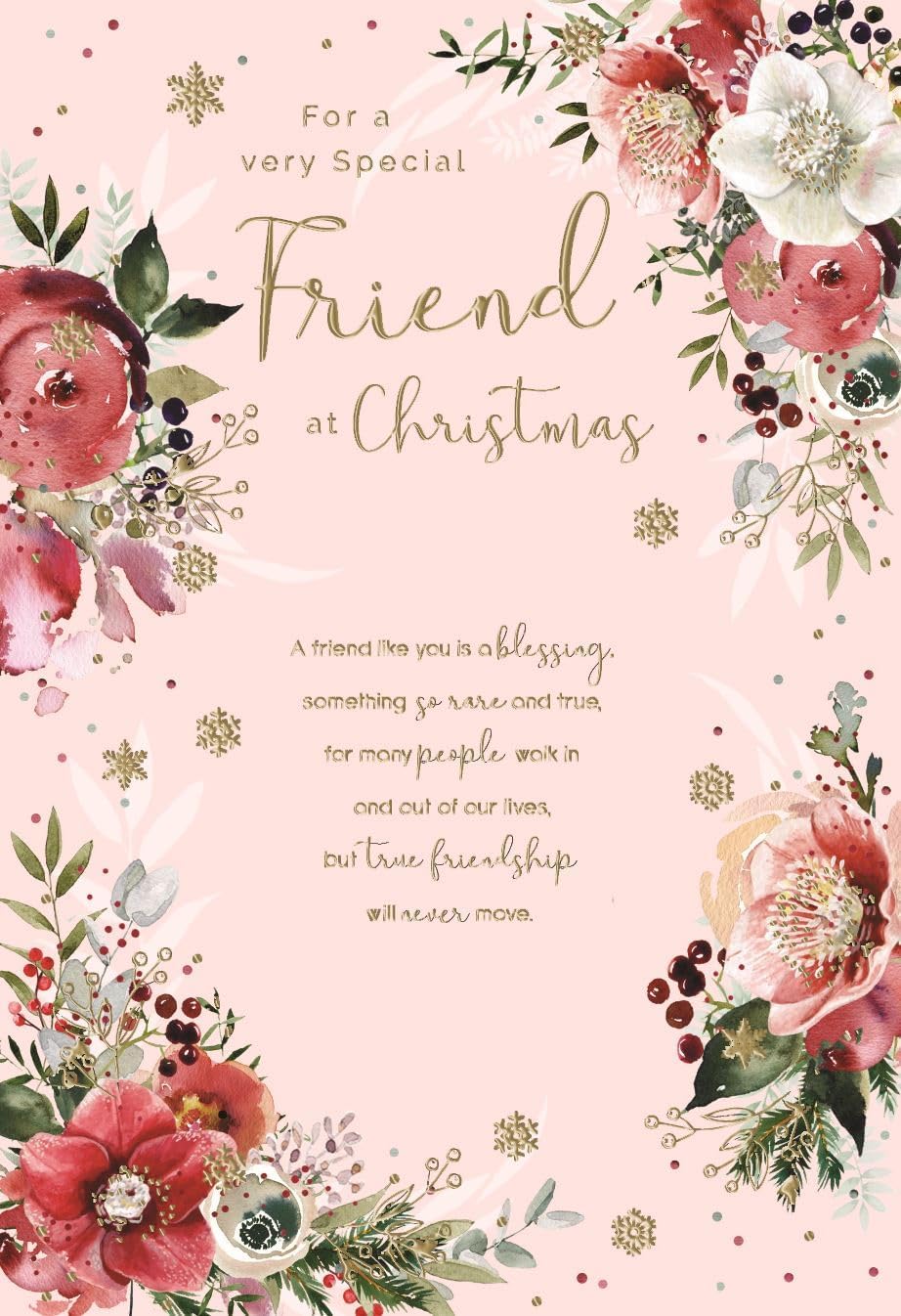 Very Special Friend Female Christmas Card - Winter Florals and ...