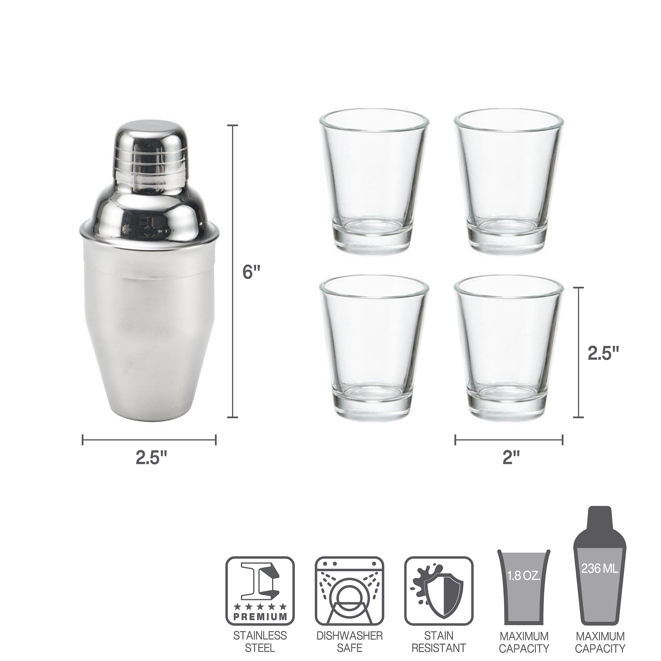 Snapklik.com : Houdini Cocktail Shaker And Shot Cup Set