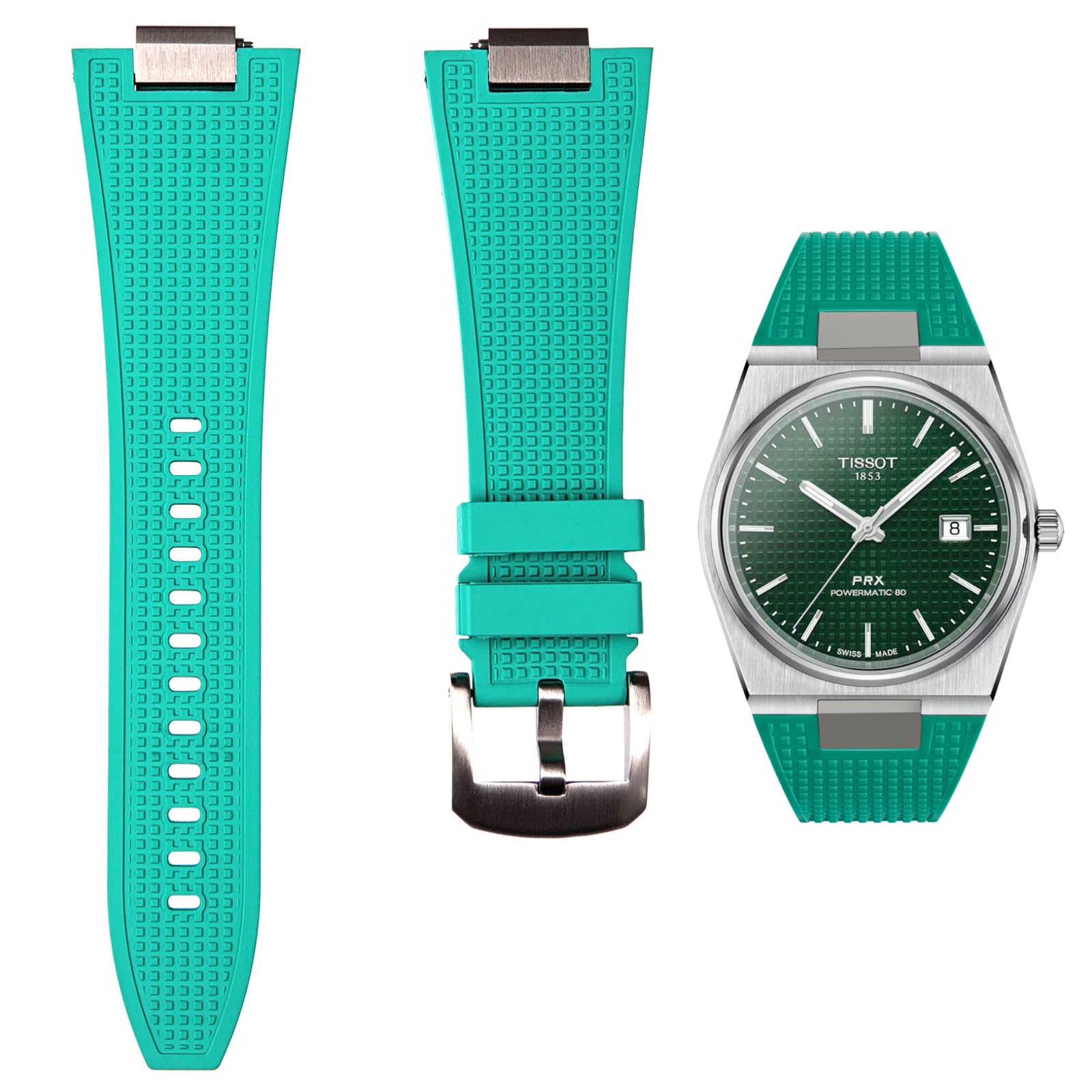 Amazon.com: Waffle Tissot PRX FKM Rubber Watch Band for - Compatible ...
