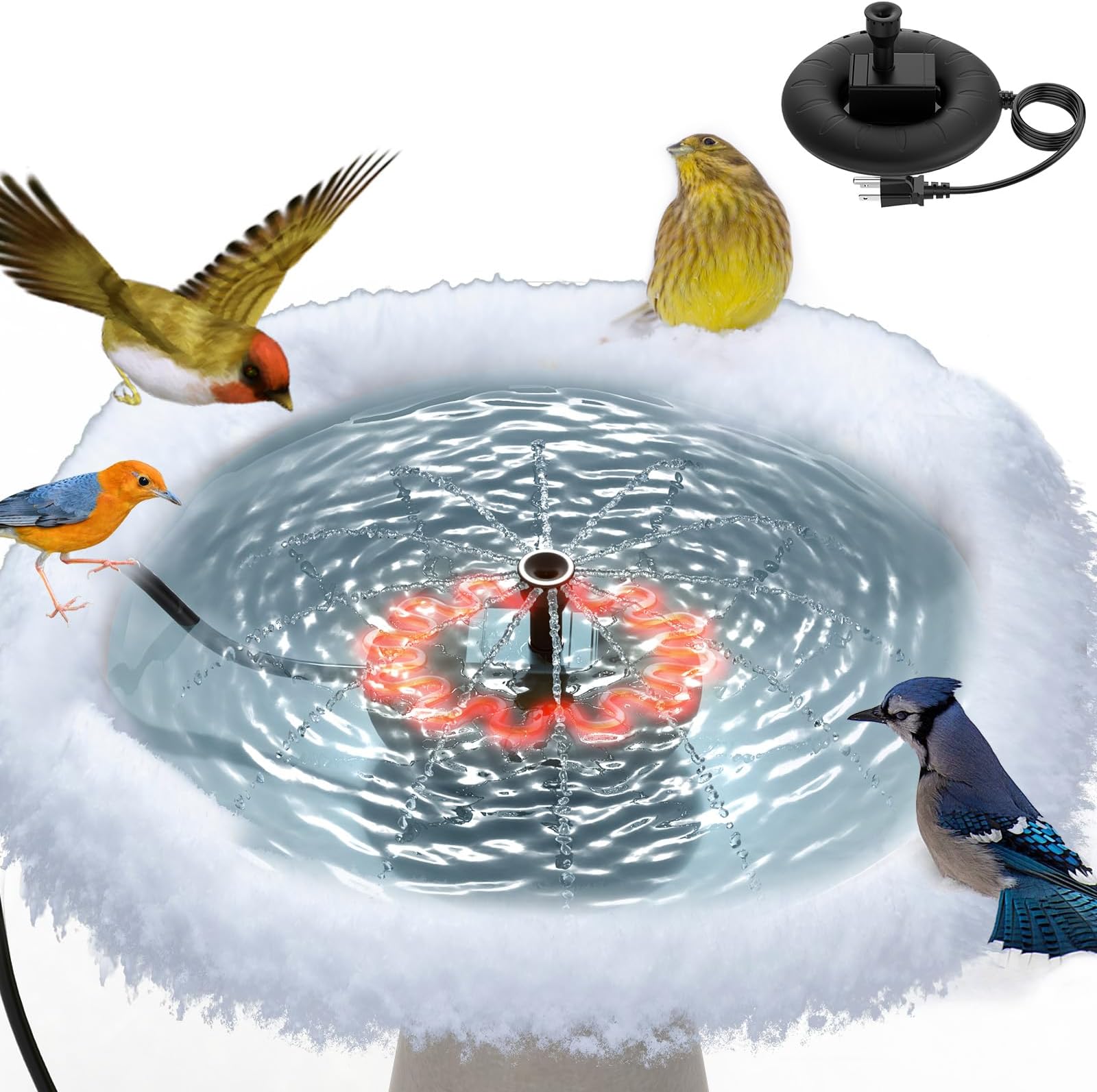 Amazon.com : RRRPIO Bird Bath Heater, 60W Birdbath De-Icer with 7 Ft ...