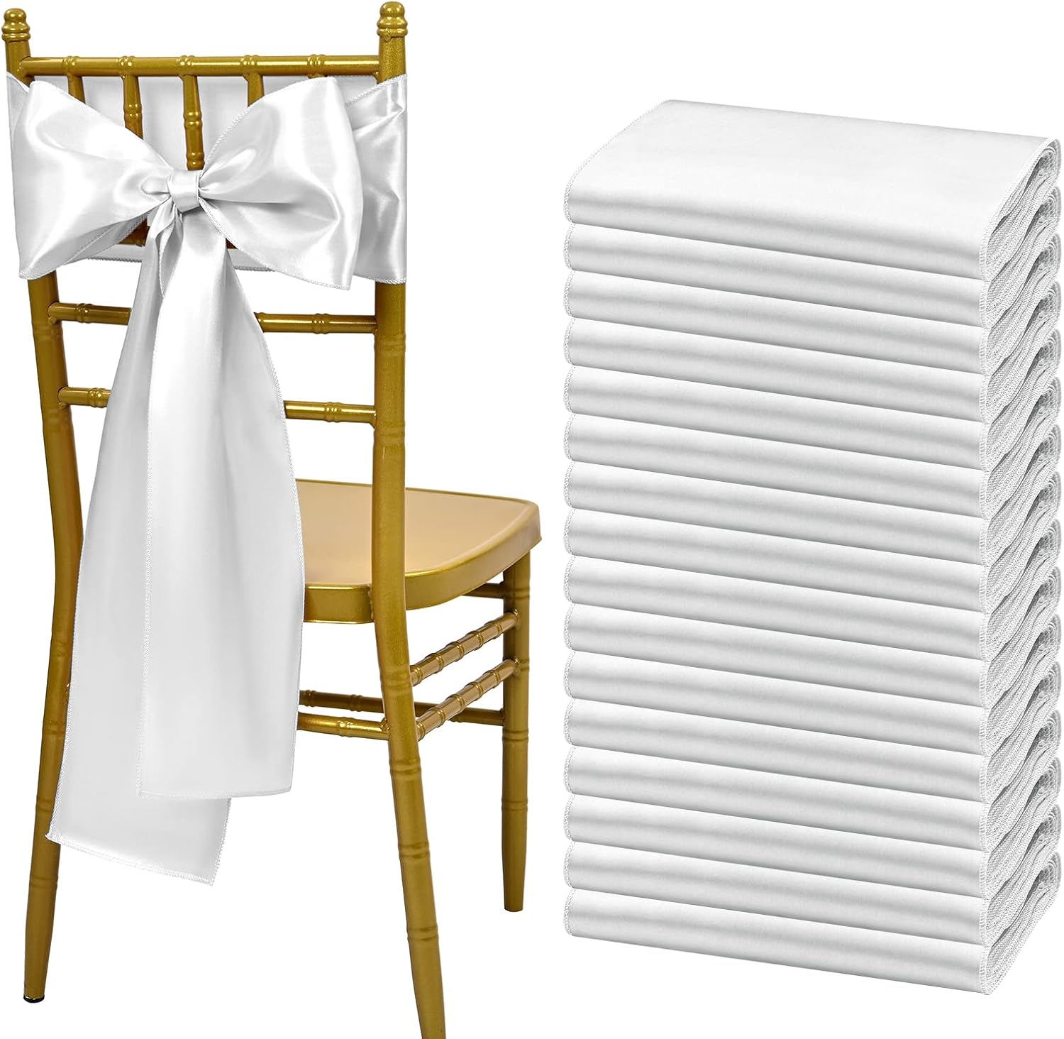 Amazon.com: Showgeous 60 PCS Silver Satin Chair Sashes Bows Decoration ...