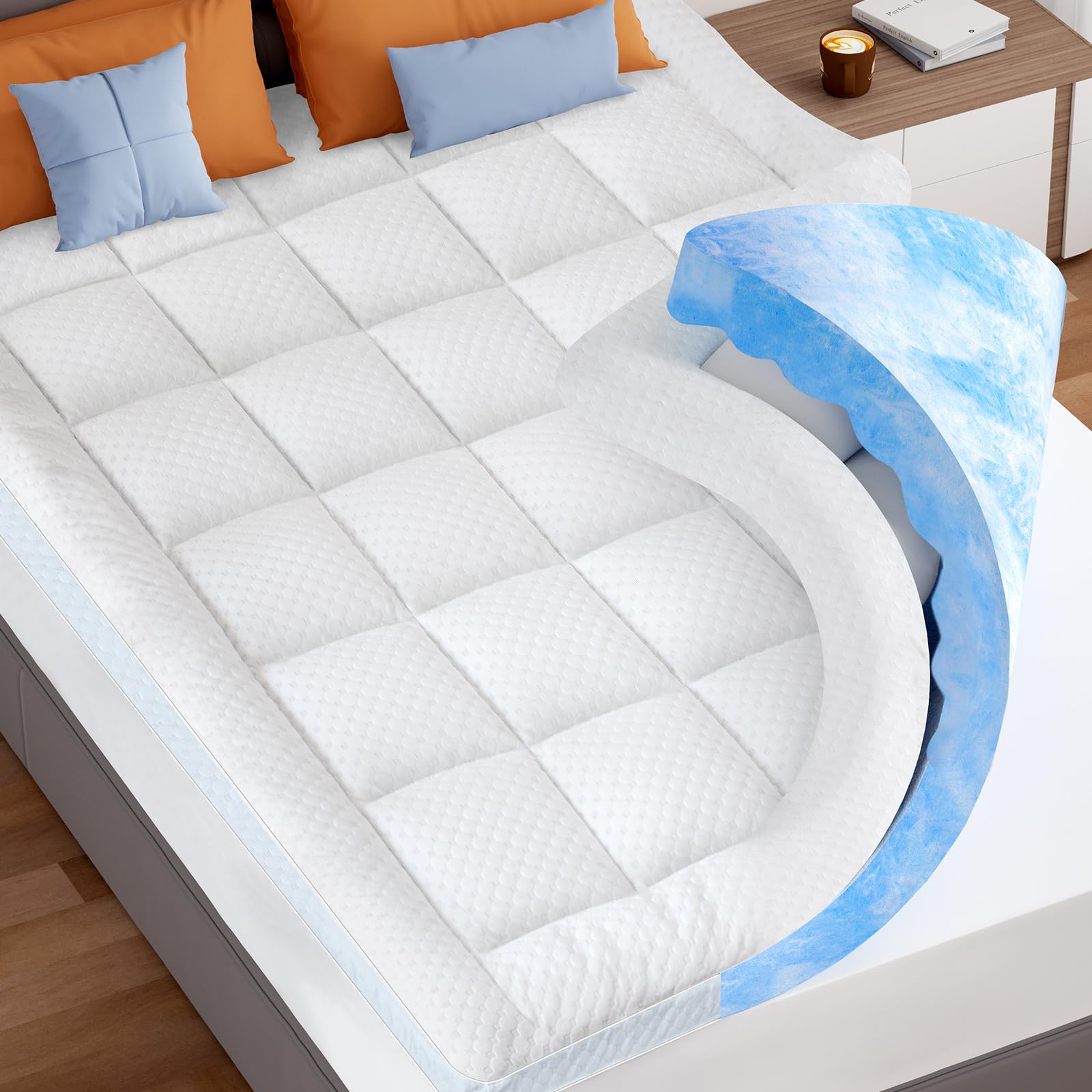 Amazon.com: KAYFIA Dual Layer 3 Inch Memory Foam Mattress Topper Queen ...