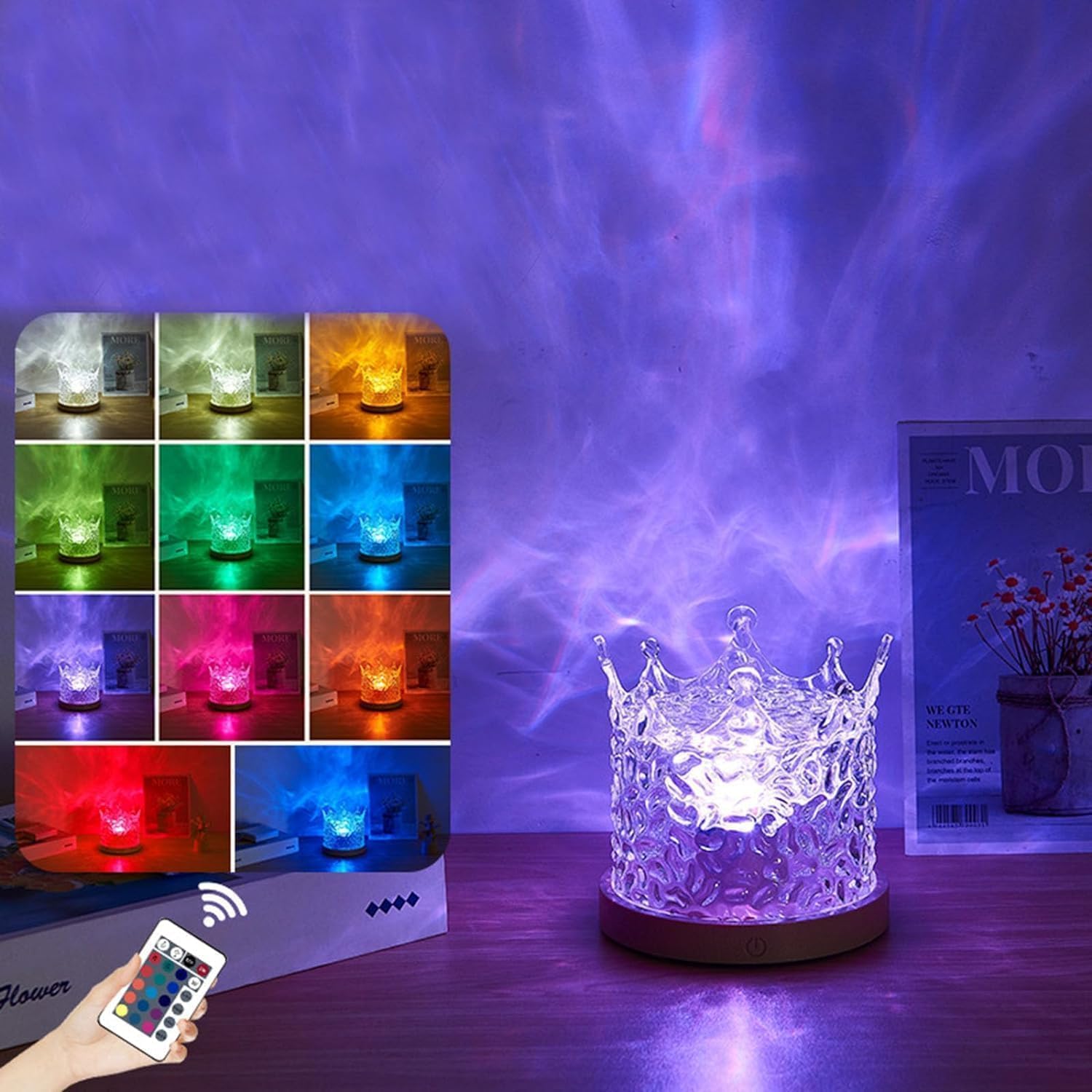 Northern Lights Lamp, 16 Color Northern Lights Ocean Wave Projector ...