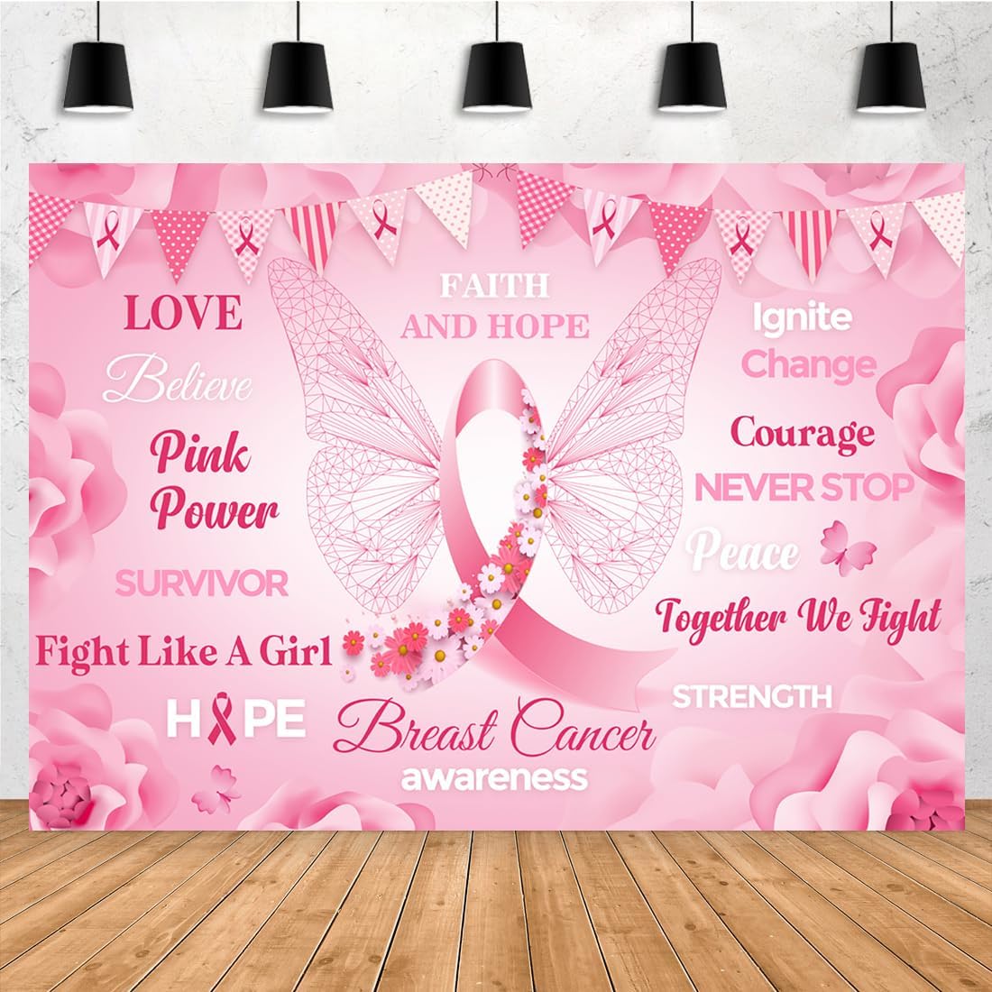 Amazon.com : Aperturee 7x5ft Breast Cancer Awareness Backdrop Home ...